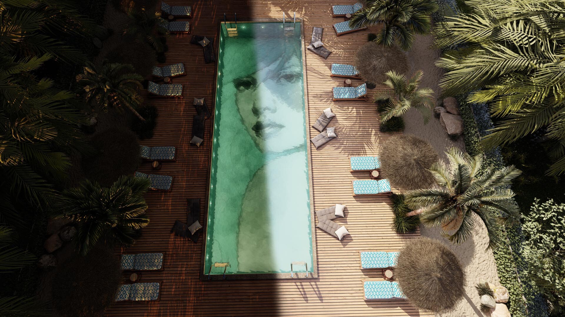 ArtStation - Pool Area - Night vs Day