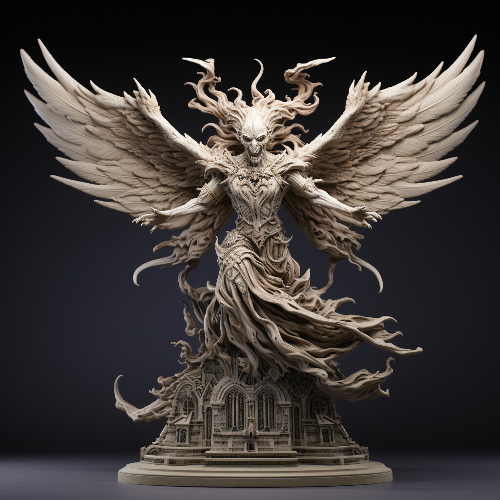 ArtStation - Nightmare Unleashed: 3D Sculpture of a Flying Horror Beast