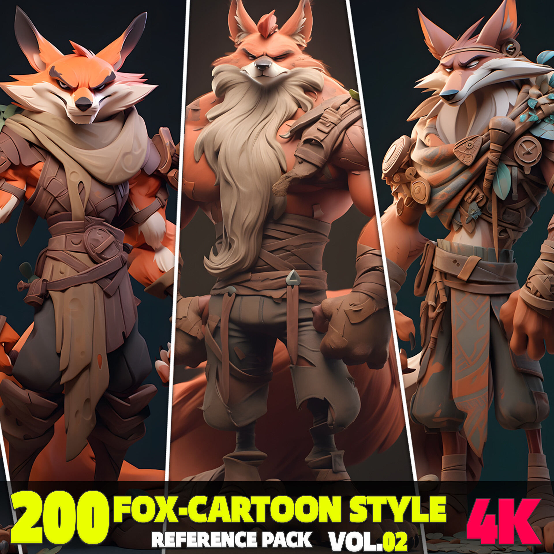 ArtStation - 200 4K Fox-Cartoon Style Reference Pack Vol.01