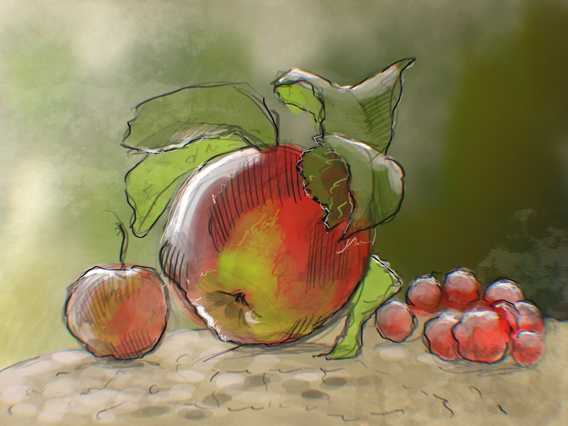 ArtStation - Sketch apple