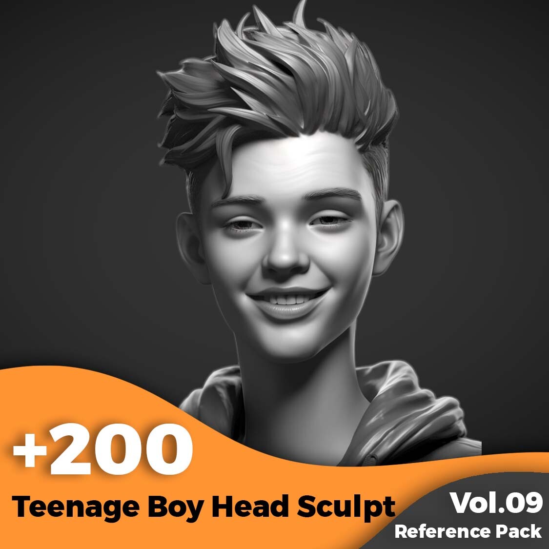 3D Head Sculpt References in 4K - Tika Art - +200 Teenage Boy Head Sculpt