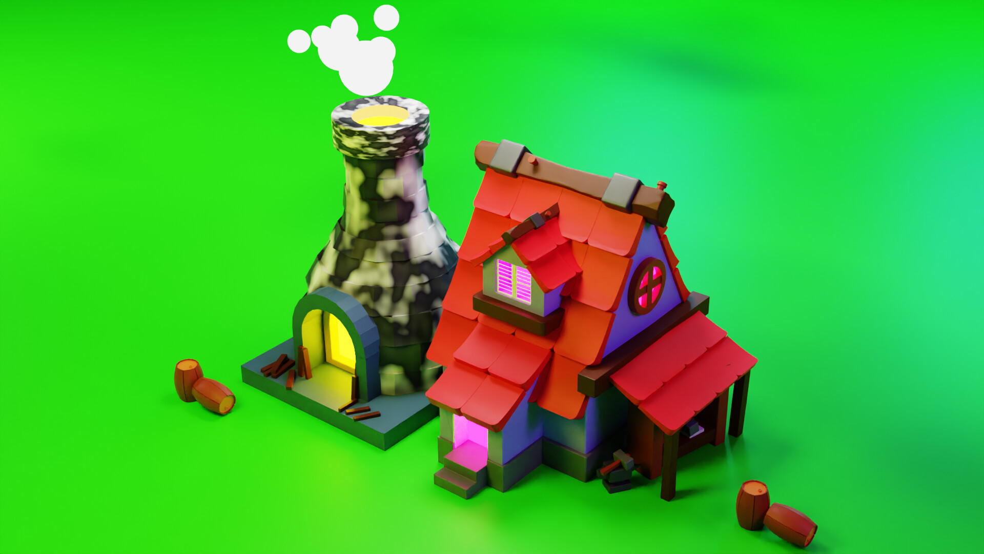 ArtStation - 3D Low Poly Medieval House Modelling