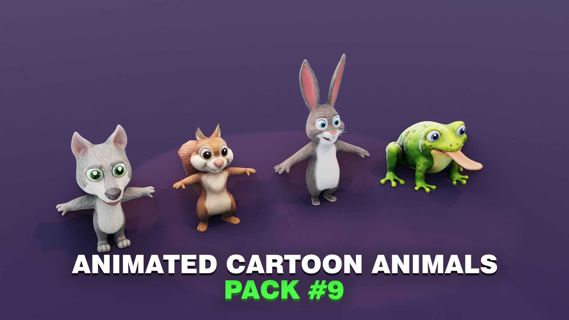 ArtStation - Animated Cartoon Animals 3D Models Pack #9