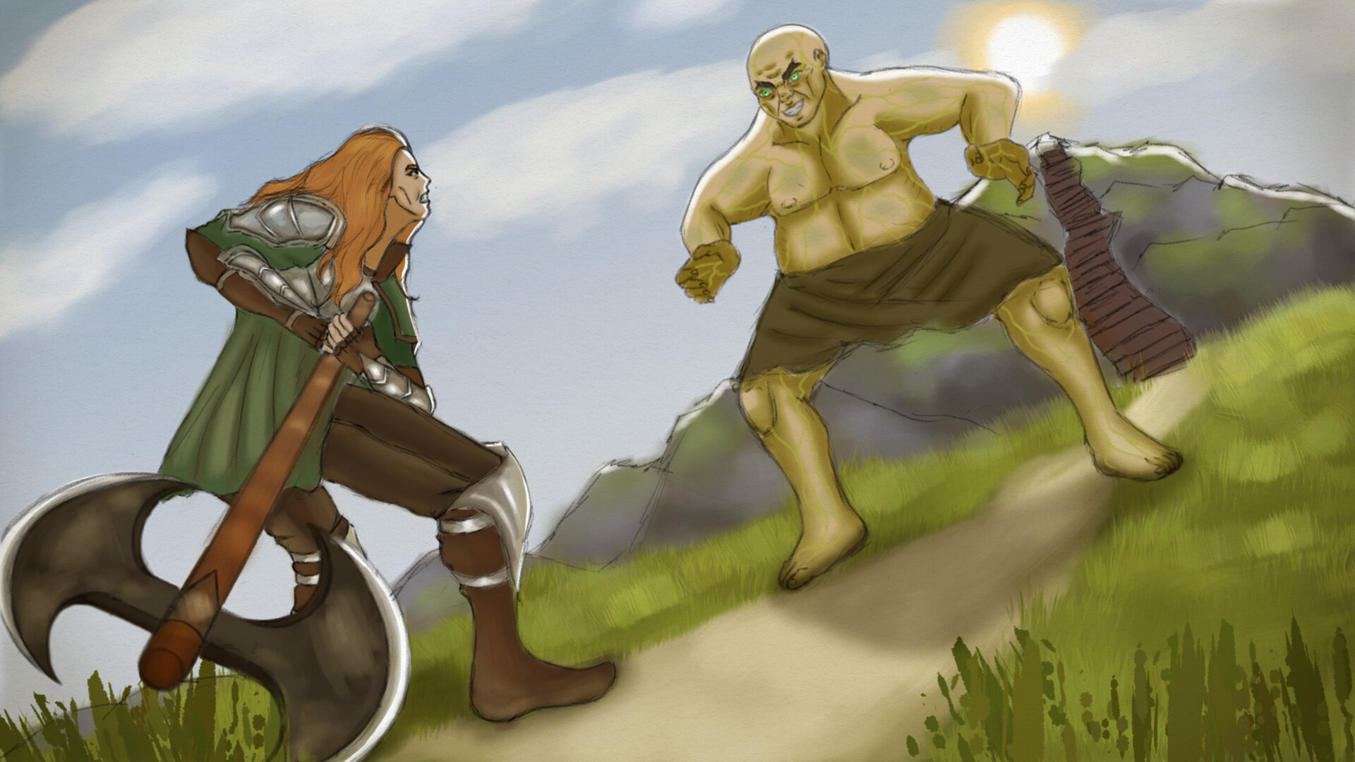 ArtStation - The Warrior Against The Giant