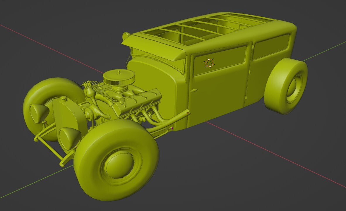ArtStation - CARS - low poly hot rod model for Model Builder game