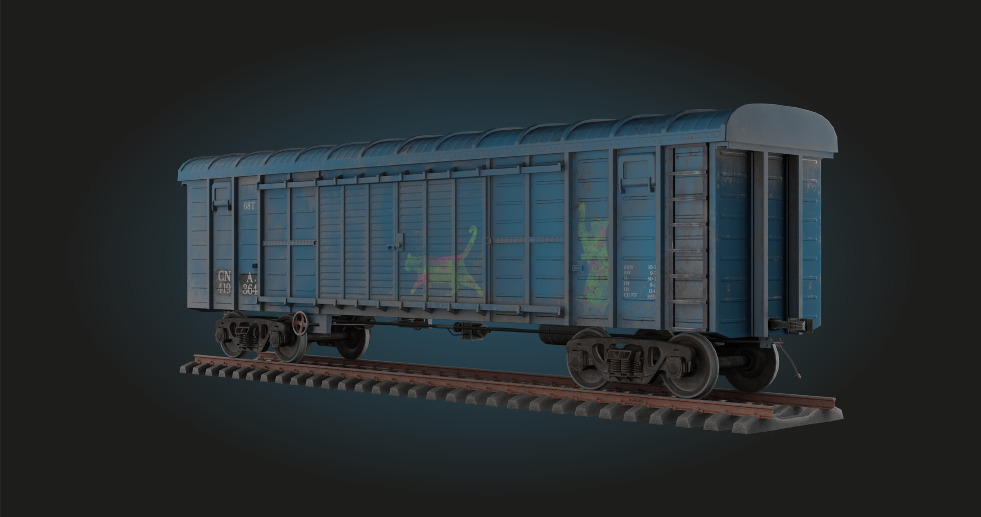 ArtStation - Blue Railroad Car
