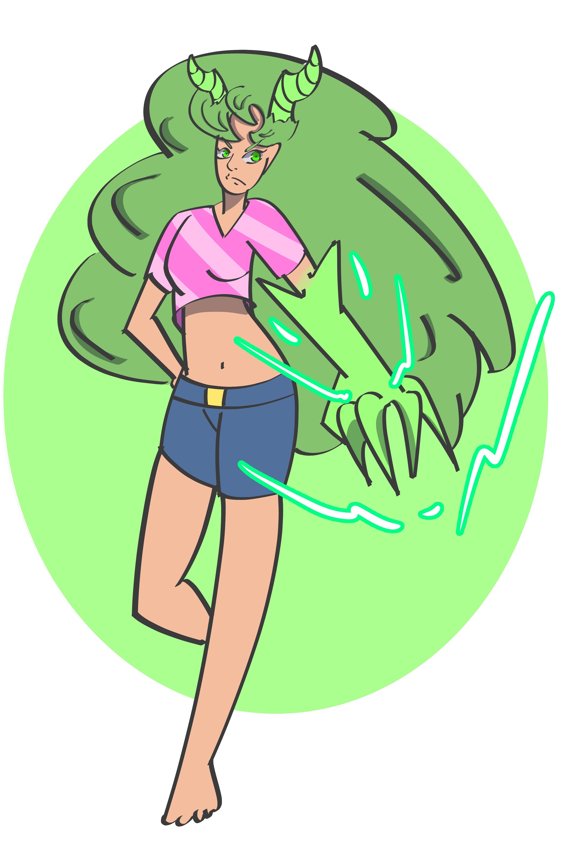 ArtStation - Green Demon Girl 💚👹