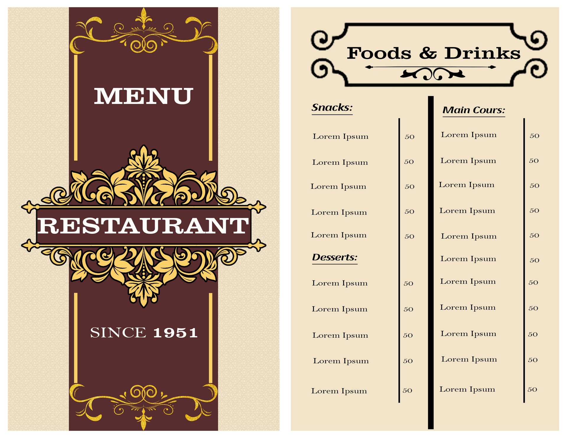 ArtStation - Vintage Type Restaurent Menu Card
