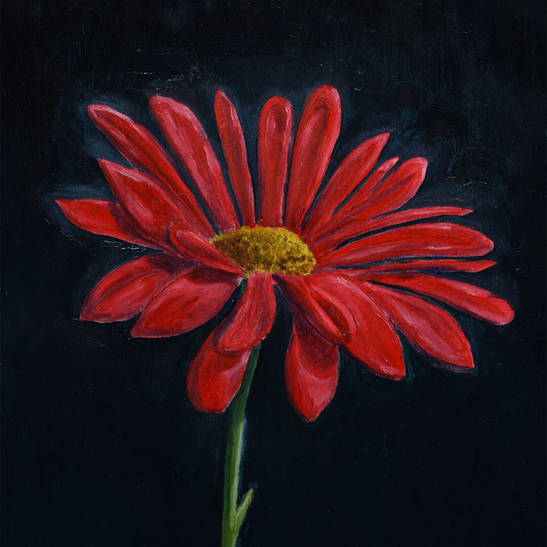ArtStation - Red Daisy (oil on wood)
