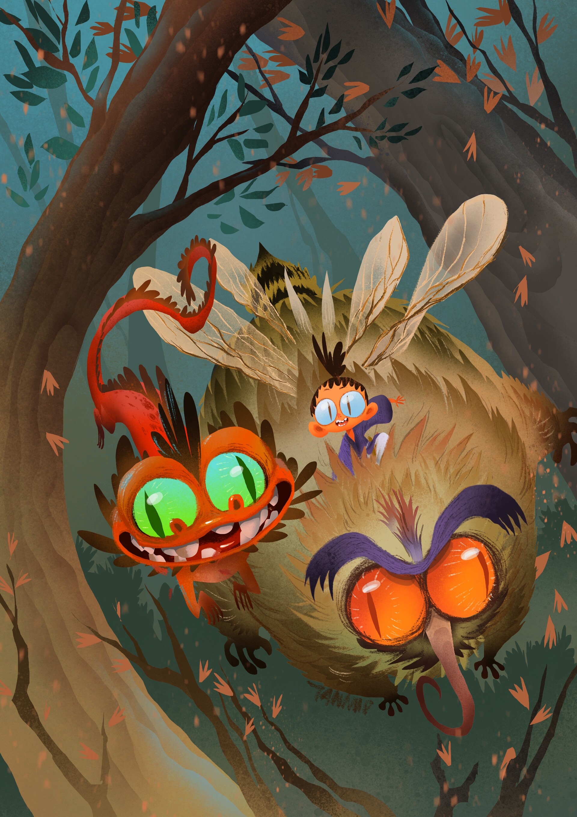 ArtStation - Flying in the forest