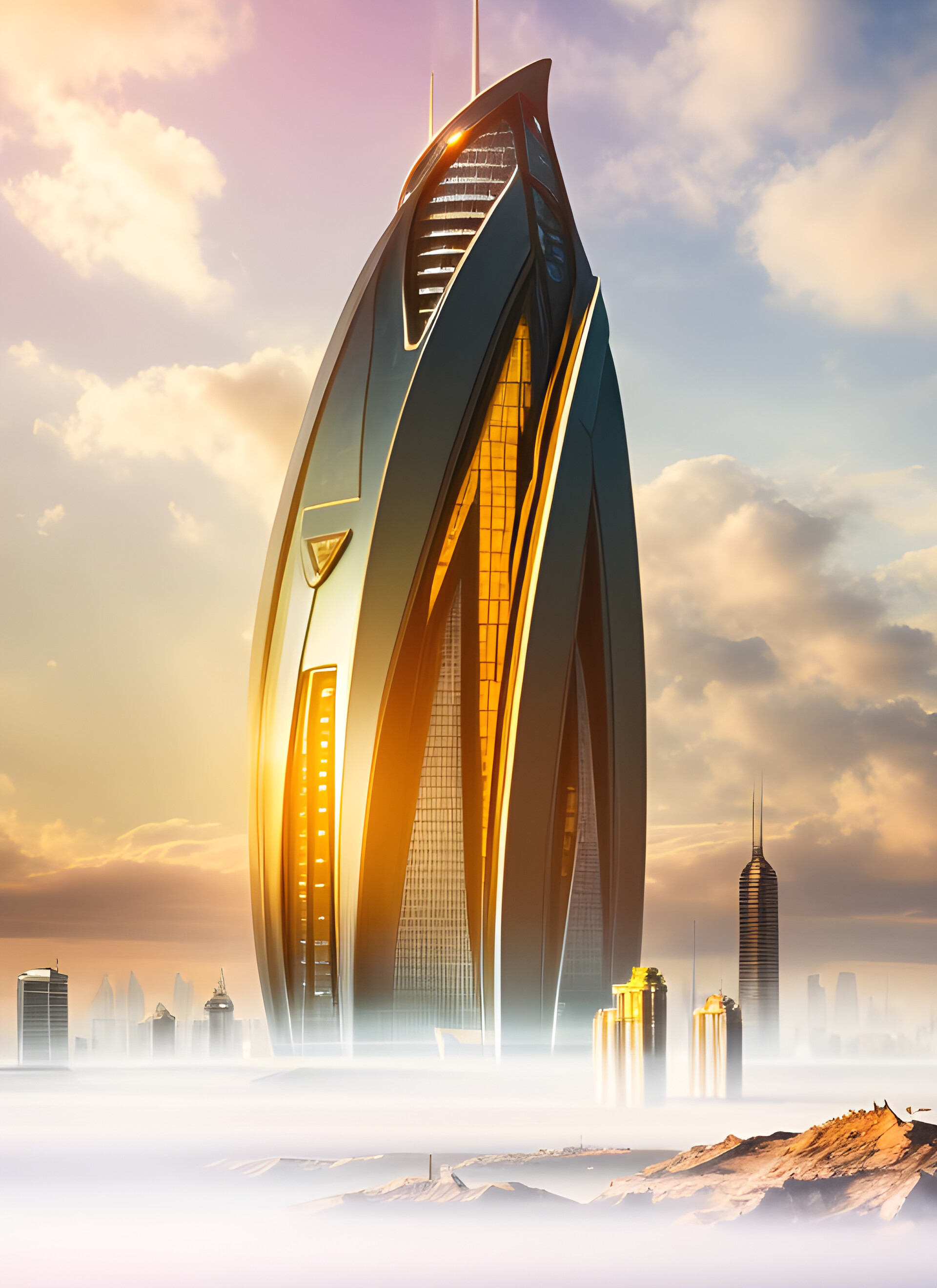 ArtStation - modern futuristic building in a desert
