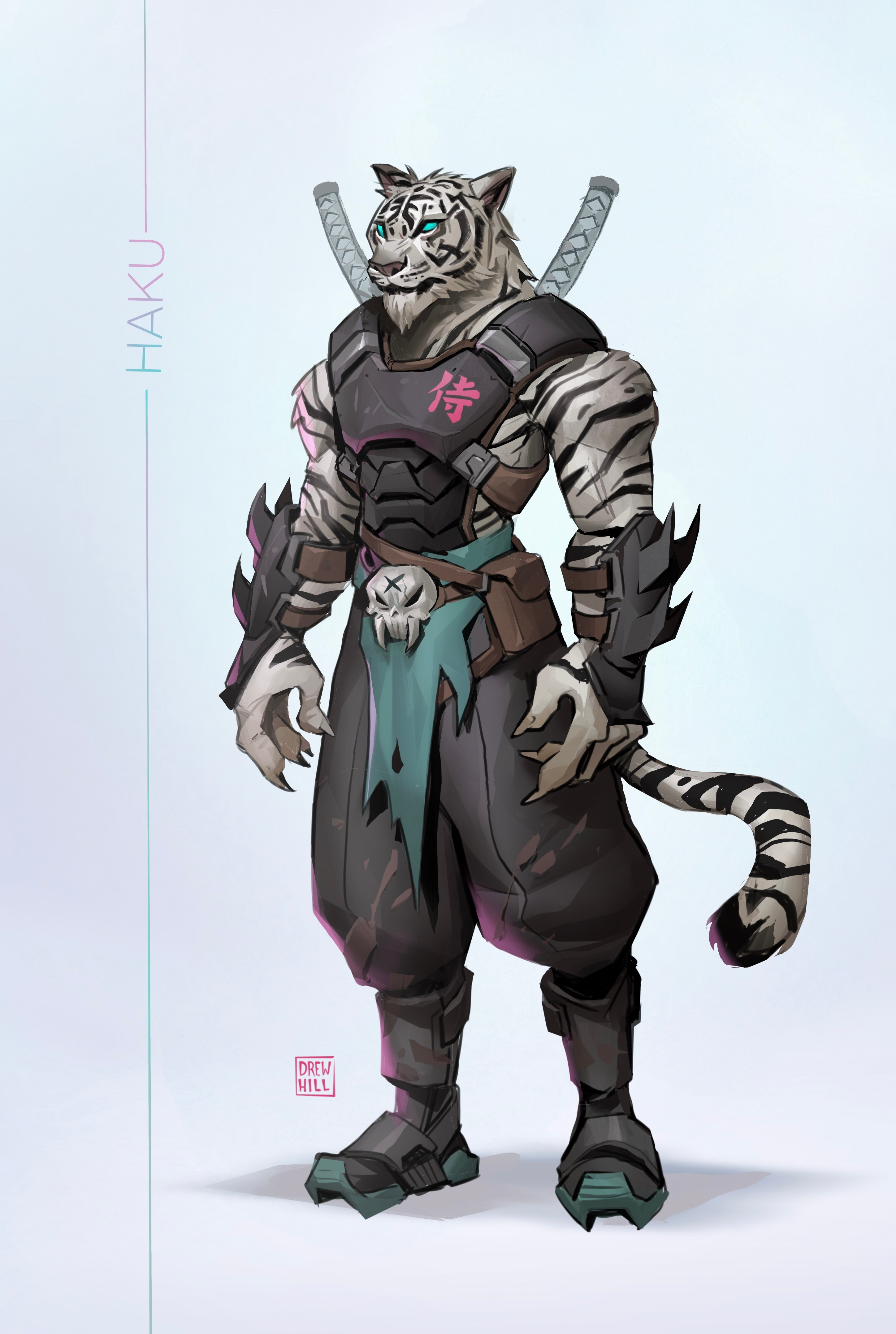 Anime White Tiger Warrior