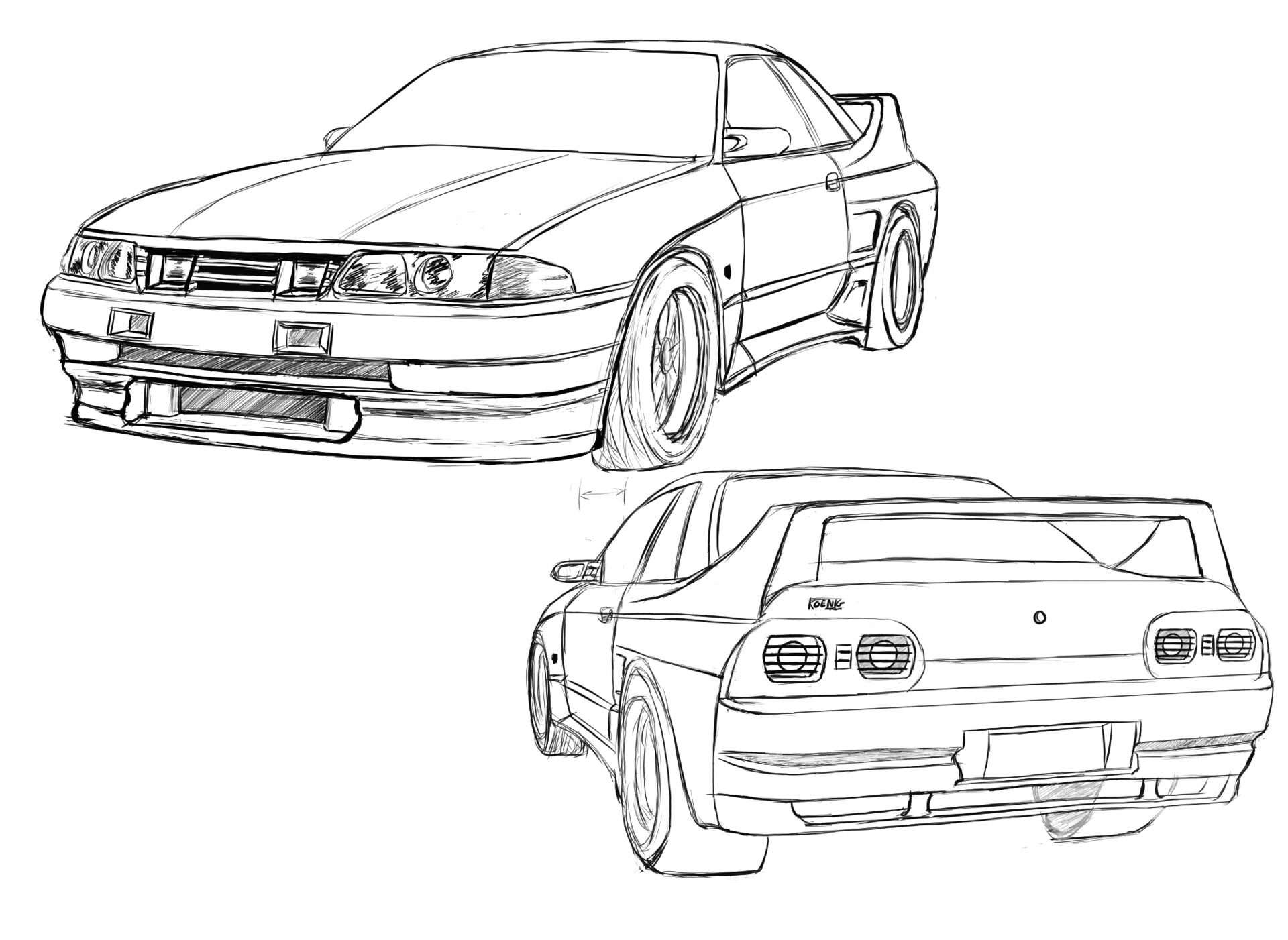 r32 gtr coloring page