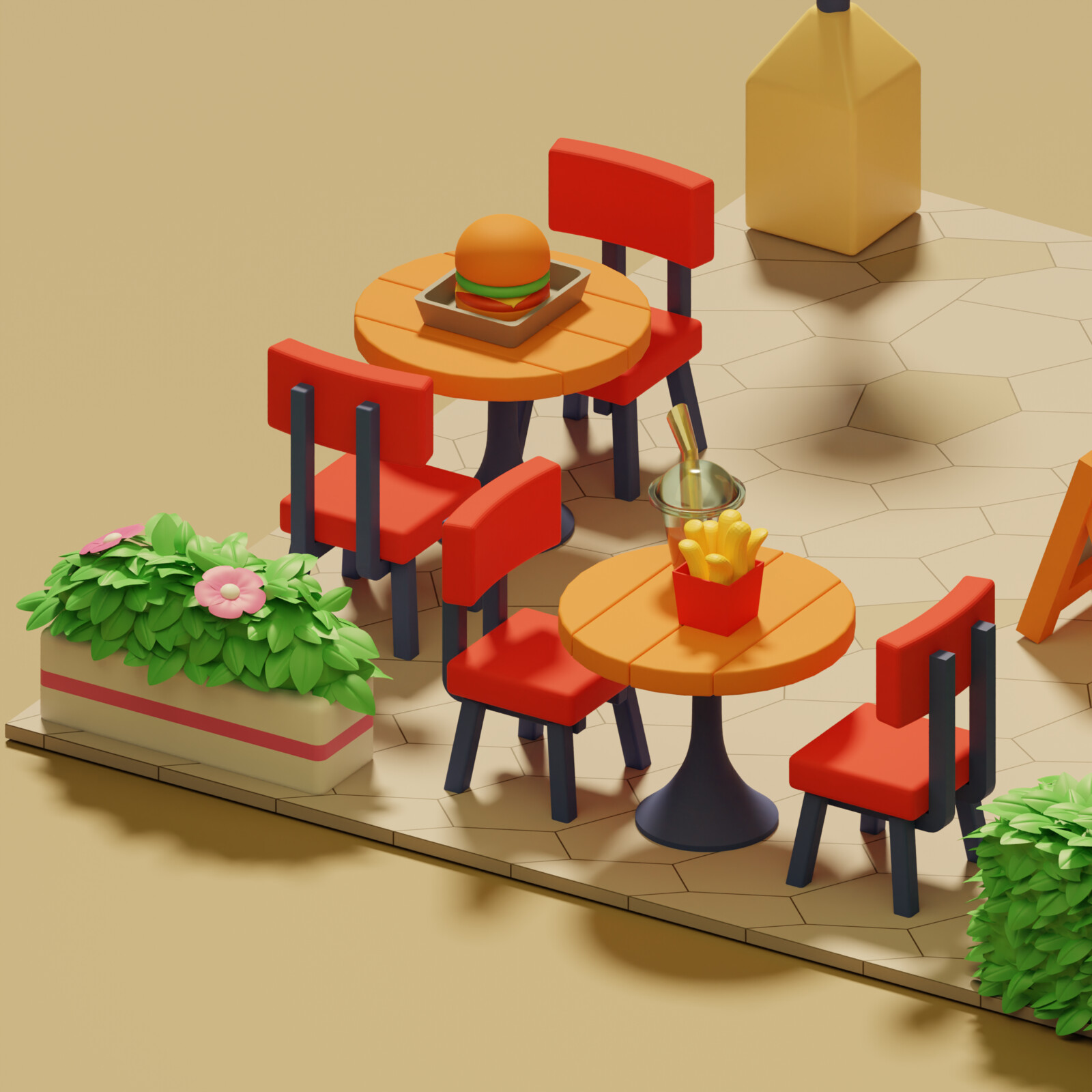 Dhrubo Majumder - 3D Low Poly Restaurant.