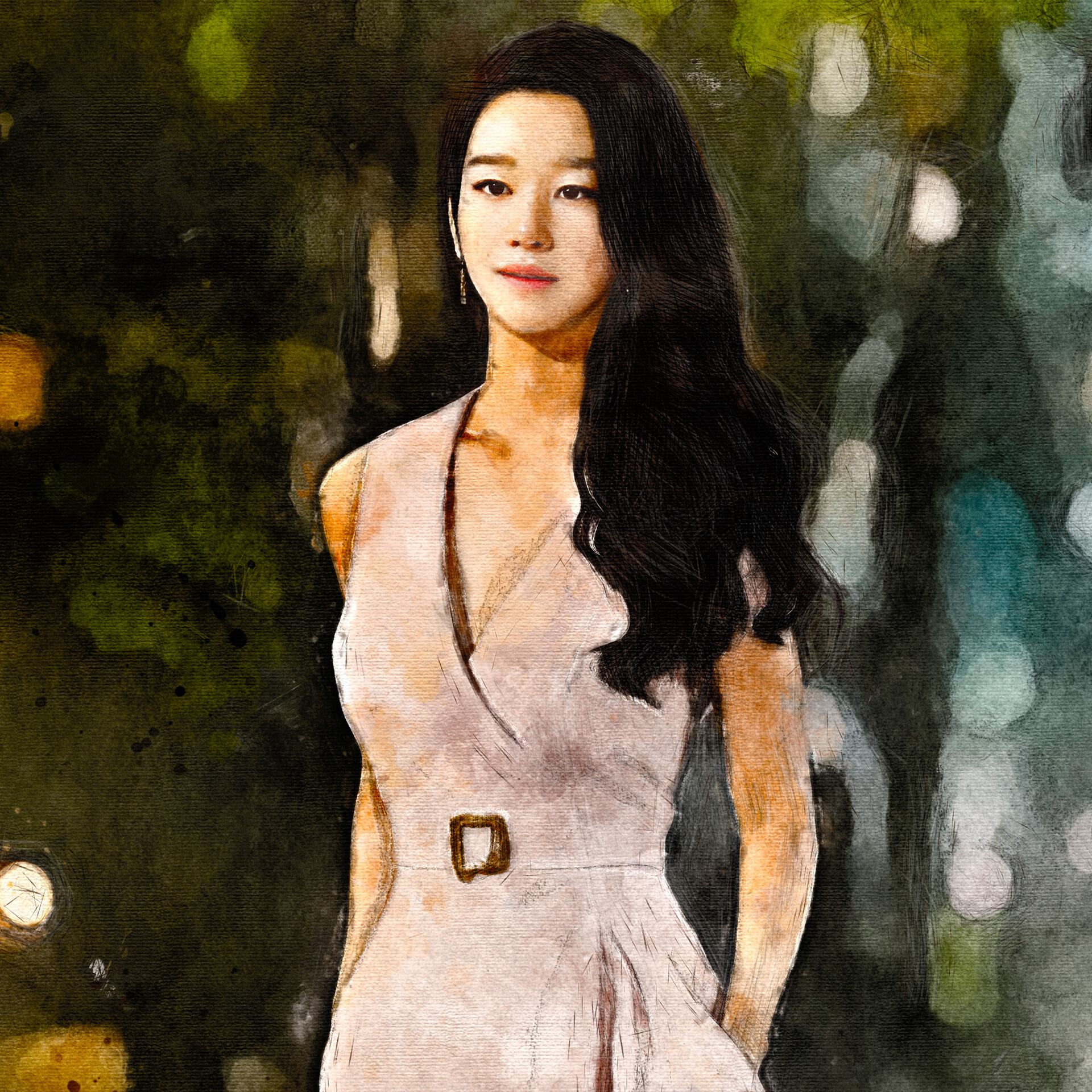 Alexander Ryan Art - Summer Serenade: Seo Yea-ji's Midnight Stroll