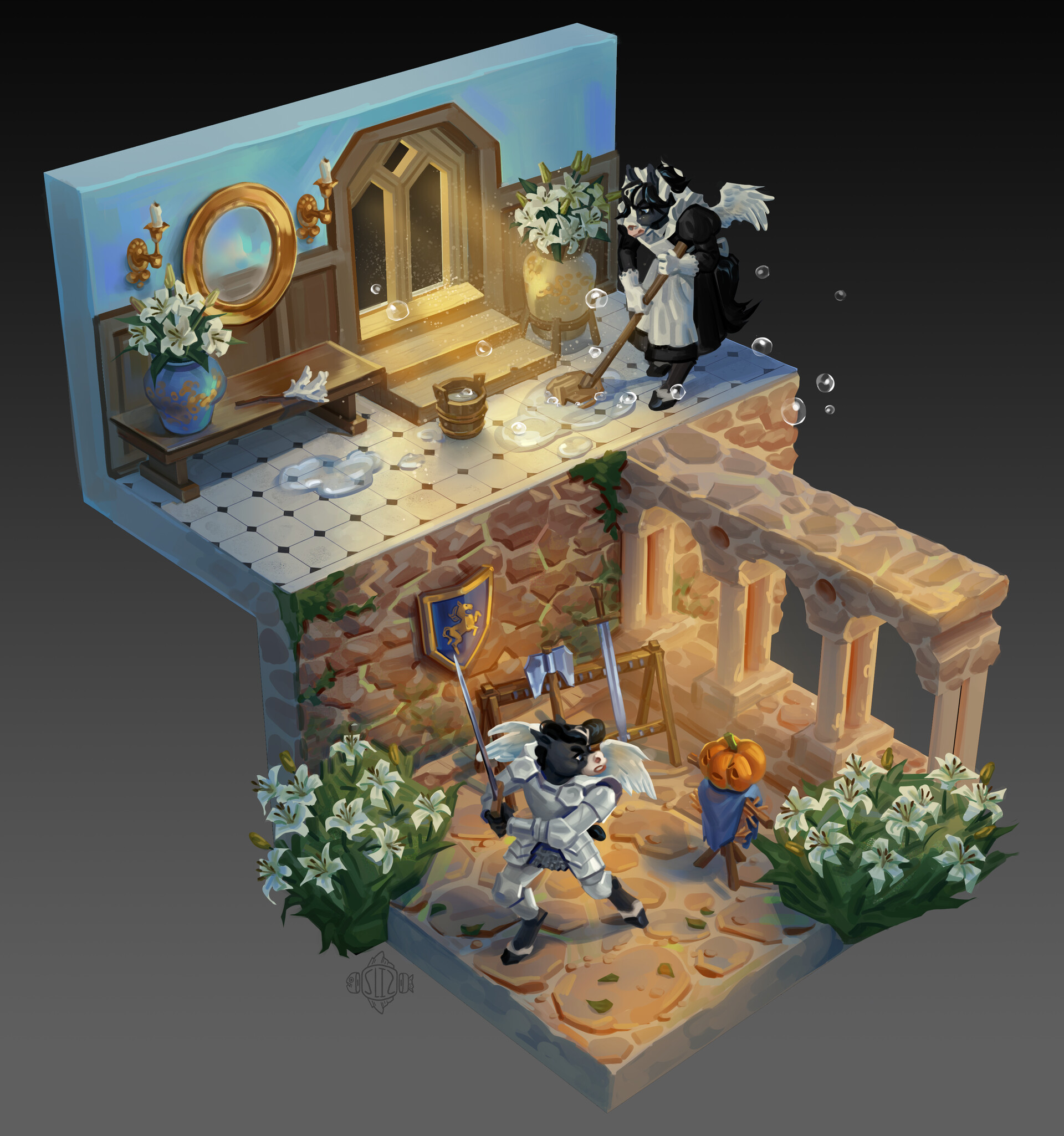 ArtStation - Cute castle diorama