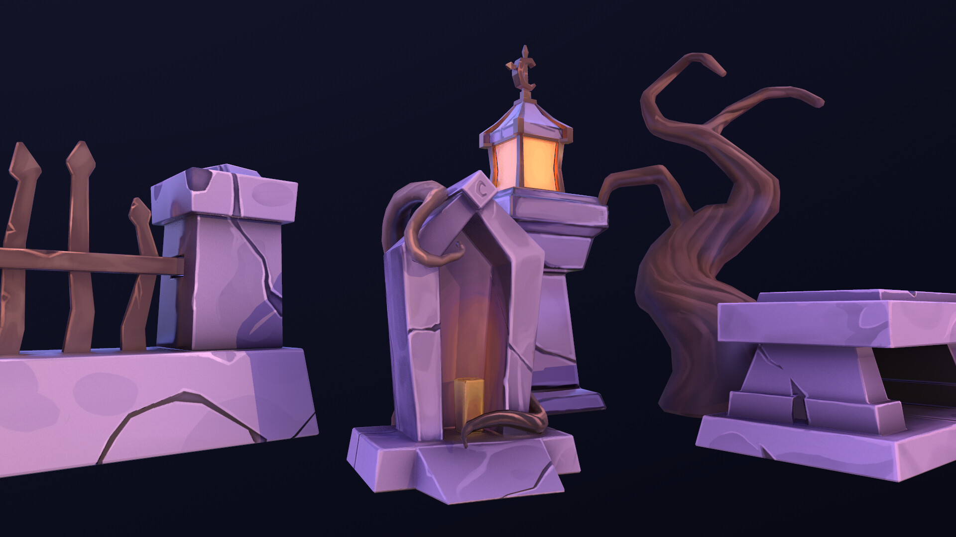 Anastasiia Volkova - Hand-painted Assets for Moon Graveyard Scene