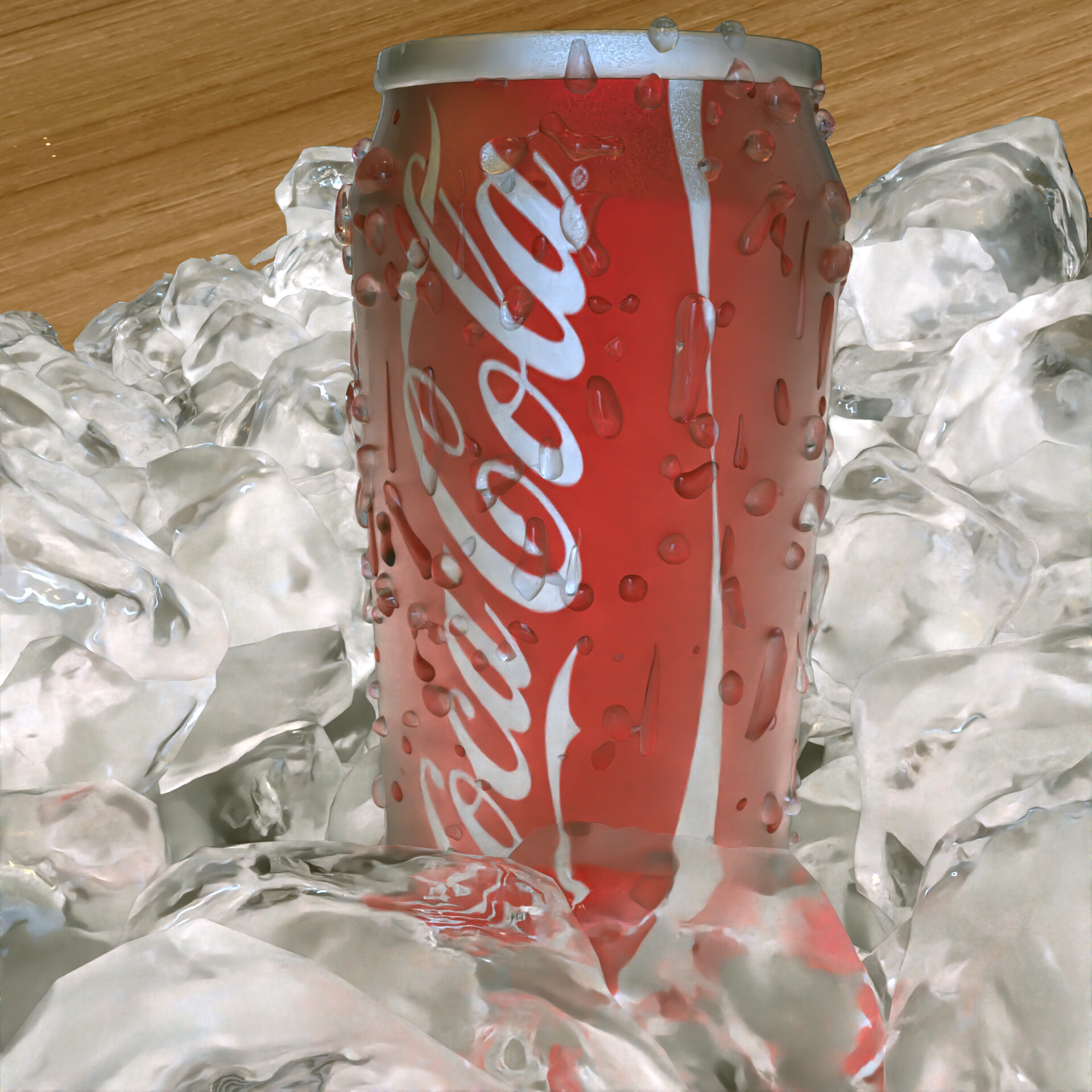 ArtStation - Realistic product (coke cane ) with ice cube CGI