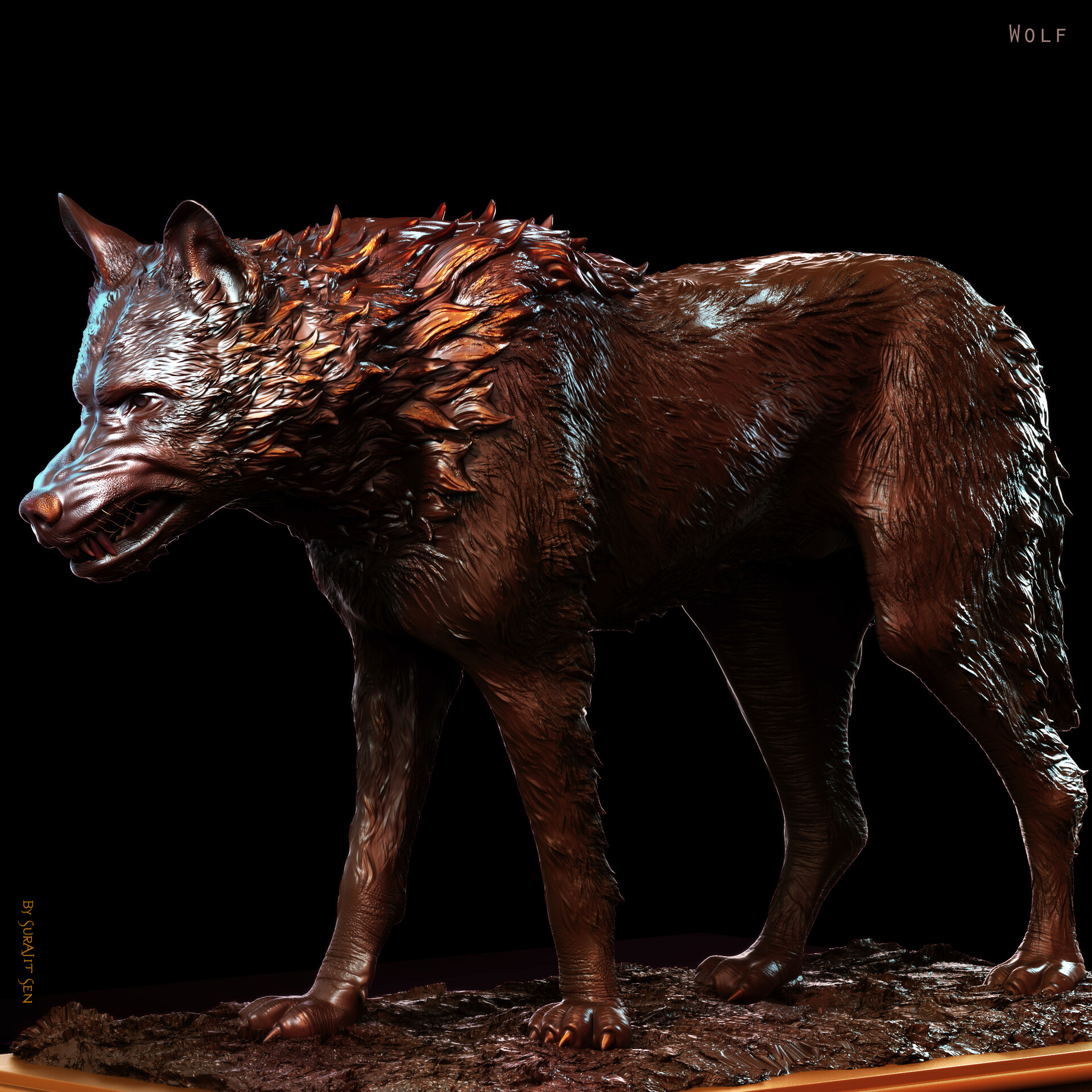 ArtStation - WOLF - Digital Sculpture by Surajit Sen