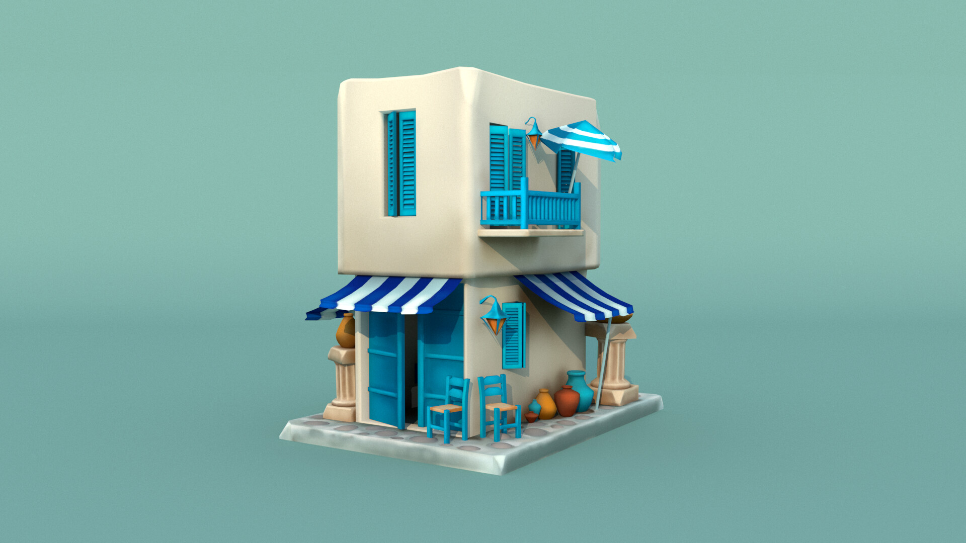 ArtStation - A stylised Greek House