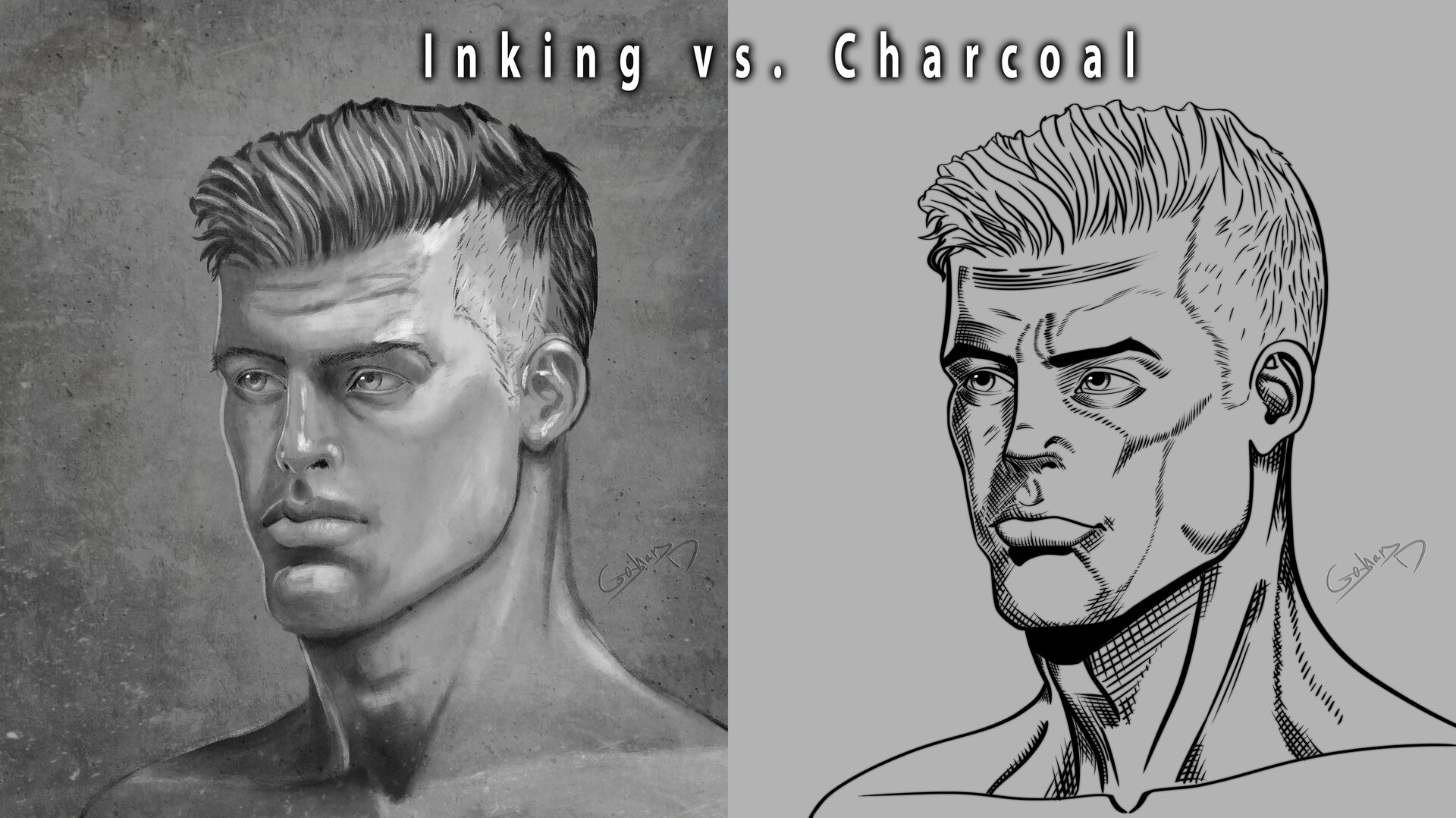 ArtStation - Inking vs. Charcoal 2023 07 12