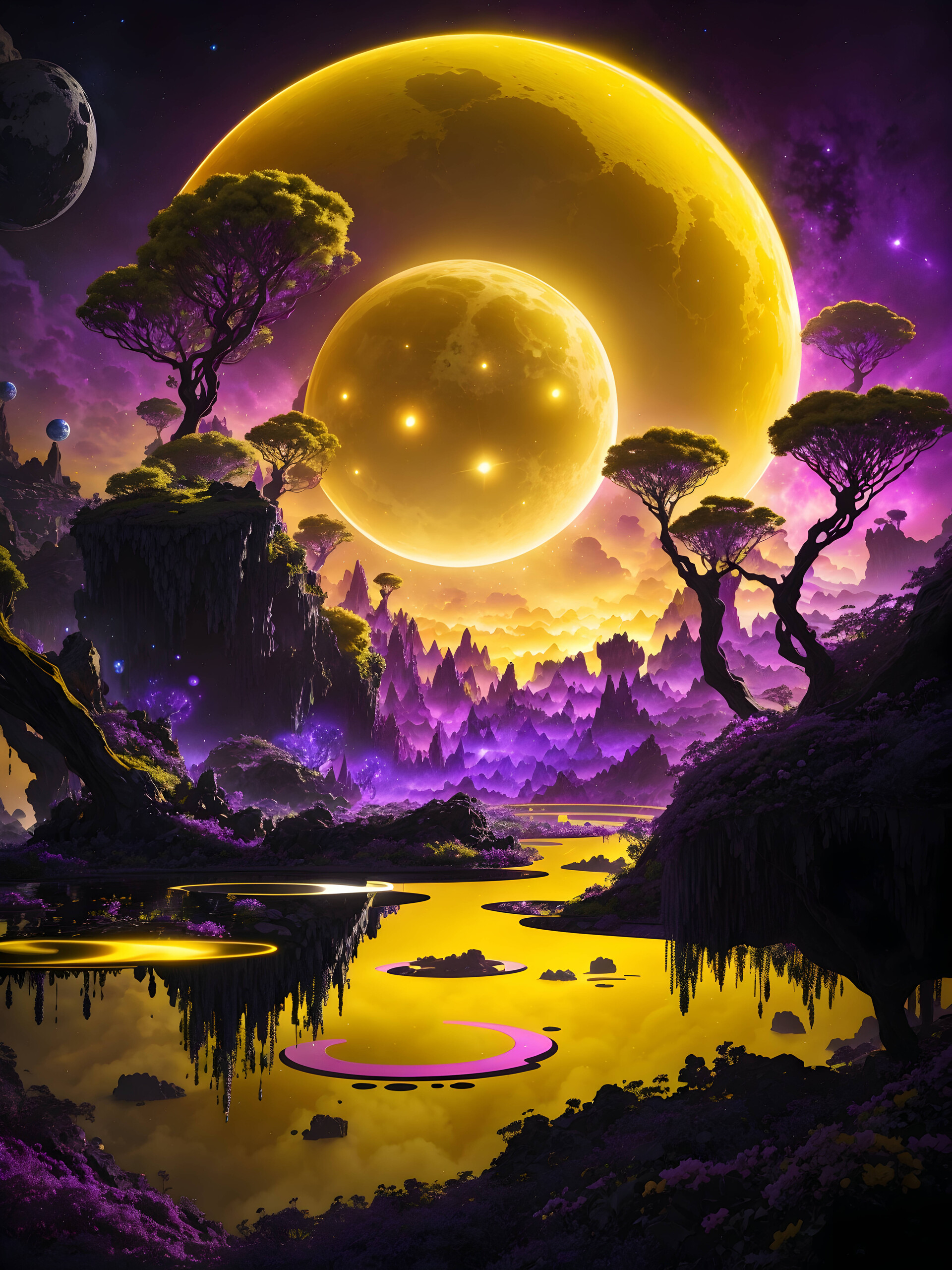 ArtStation - Fascinating another world (Yellow and Purple)