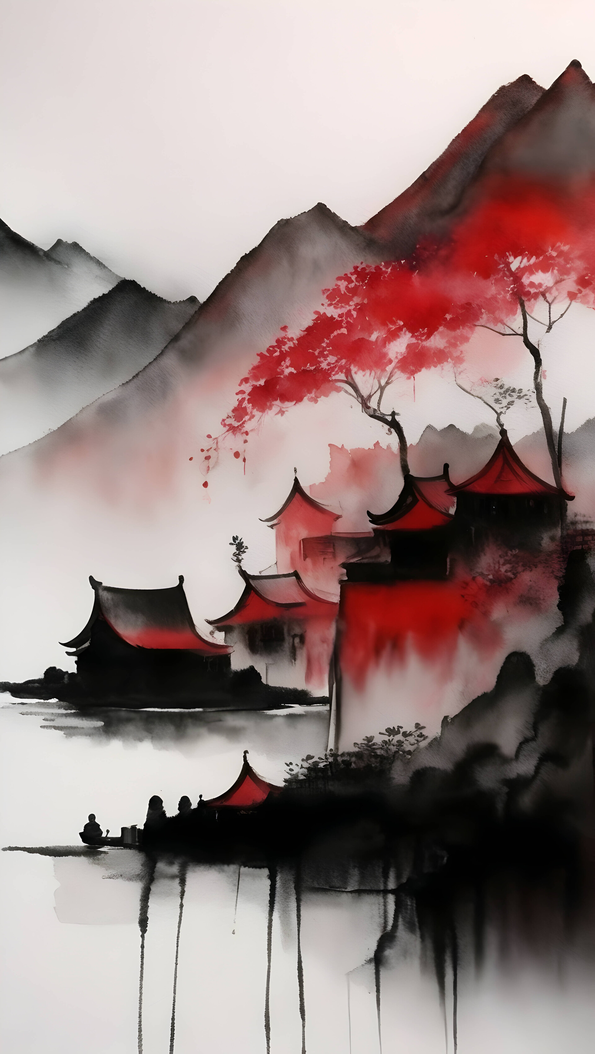 ArtStation - Ink Painting Asia (Red and Black)