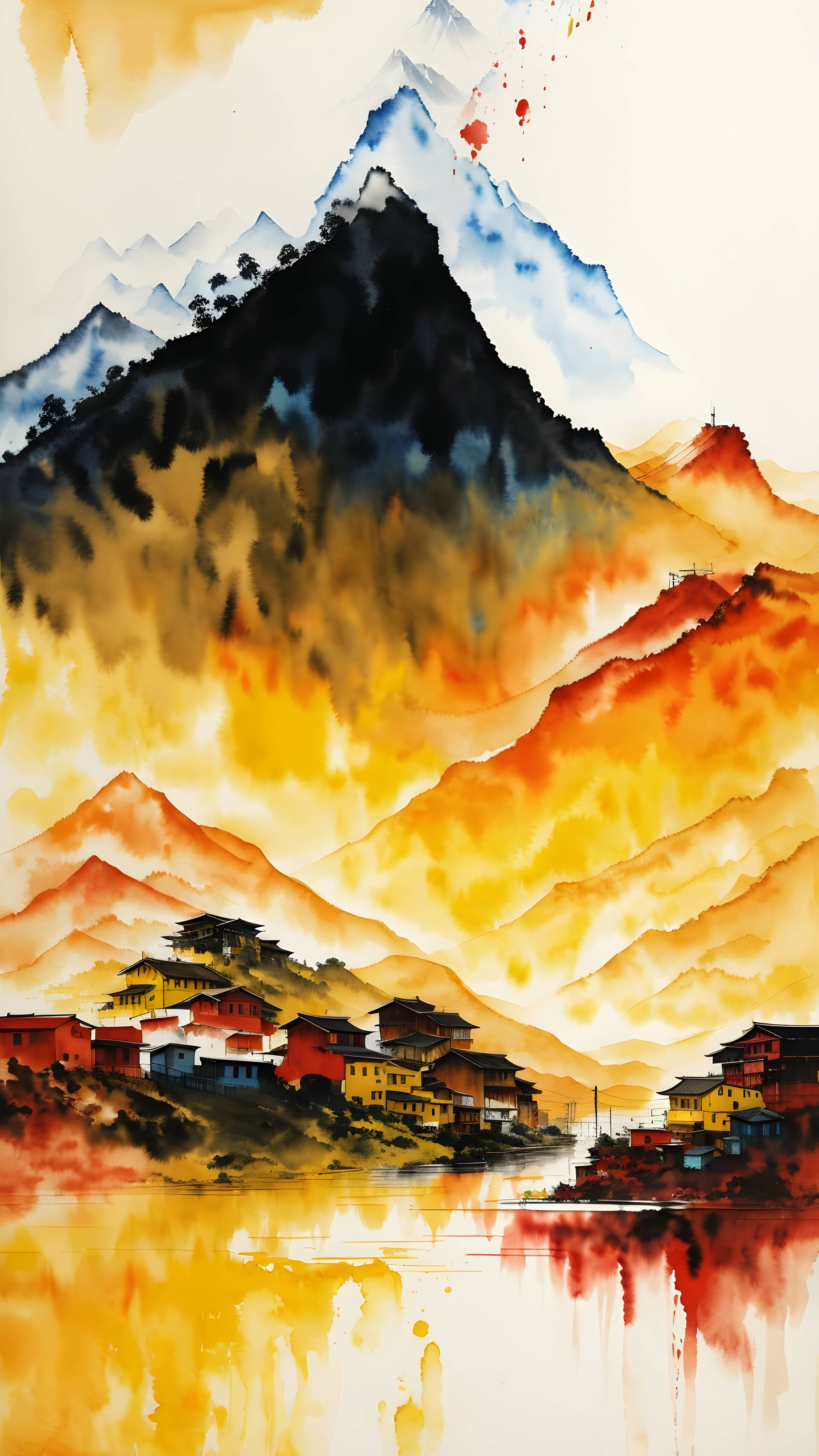 ArtStation - Ink Painting Asia (Red and Yellow)