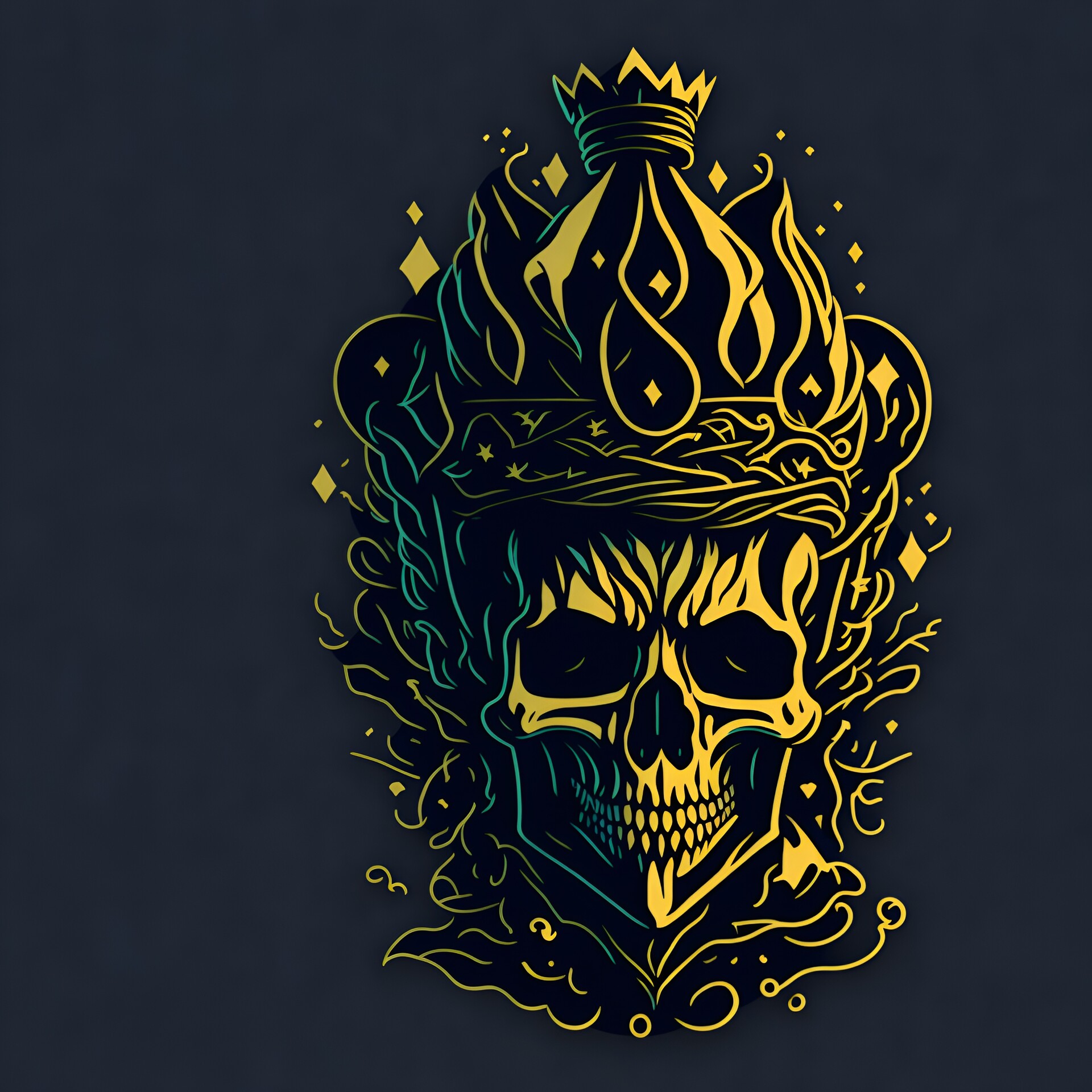 ArtStation - Golden Crowned Skull Sticker!