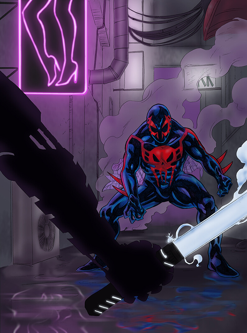 ArtStation - Spider-Man 2099 alley cyberpunk