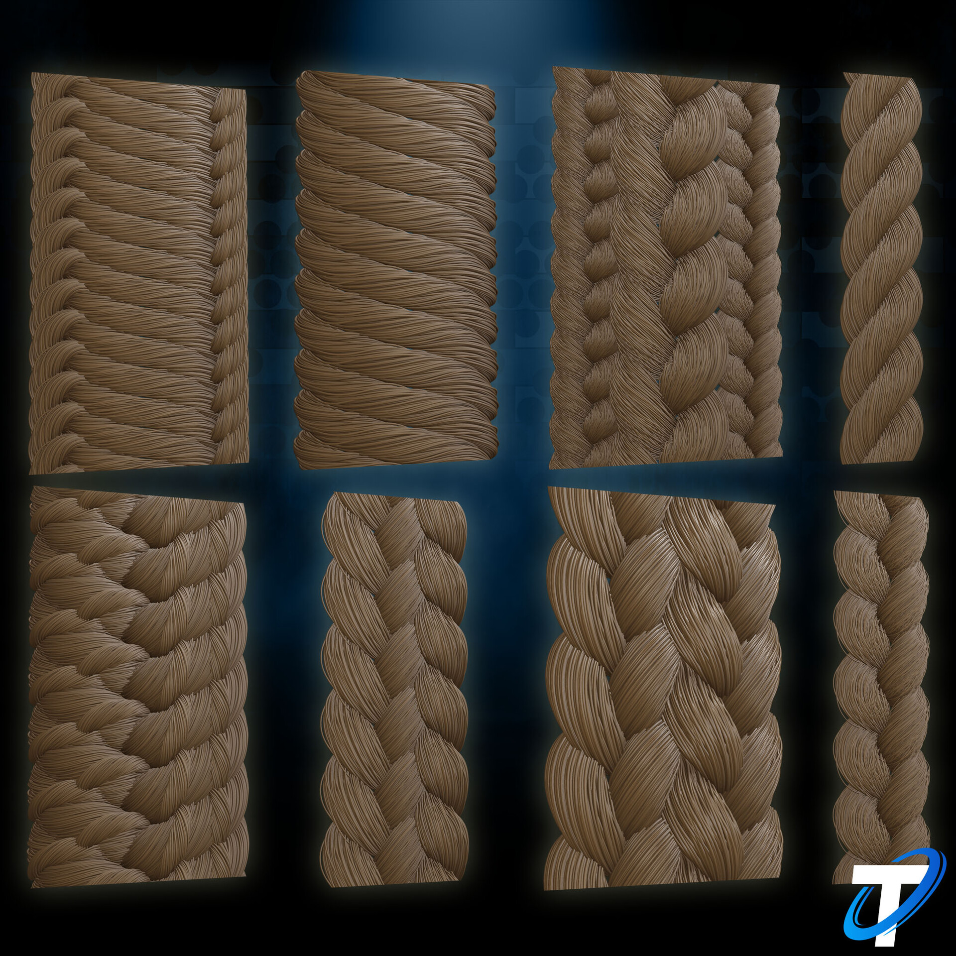 ArtStation - 10 Haircard PBR Tileable Textures for Braided Hair - PBR ...