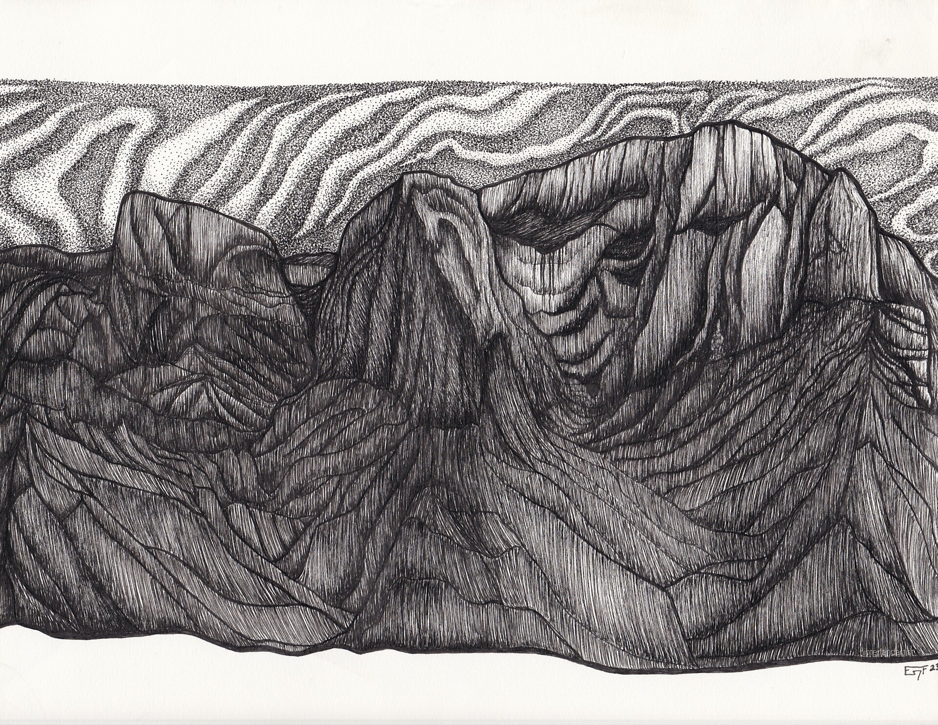 ArtStation - Freehand Ink Drawing of Kolob Canyons in Zion