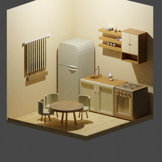 ArtStation - Lowpoly kitchen 3d-model