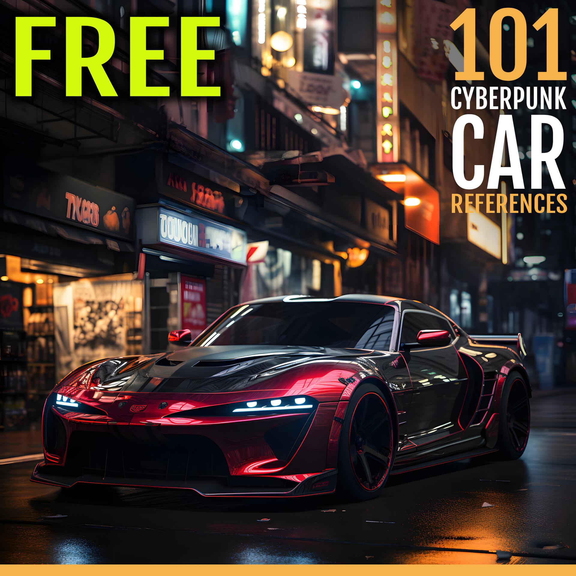 ArtStation - 101 Cyberpunk CAR References [FREE]