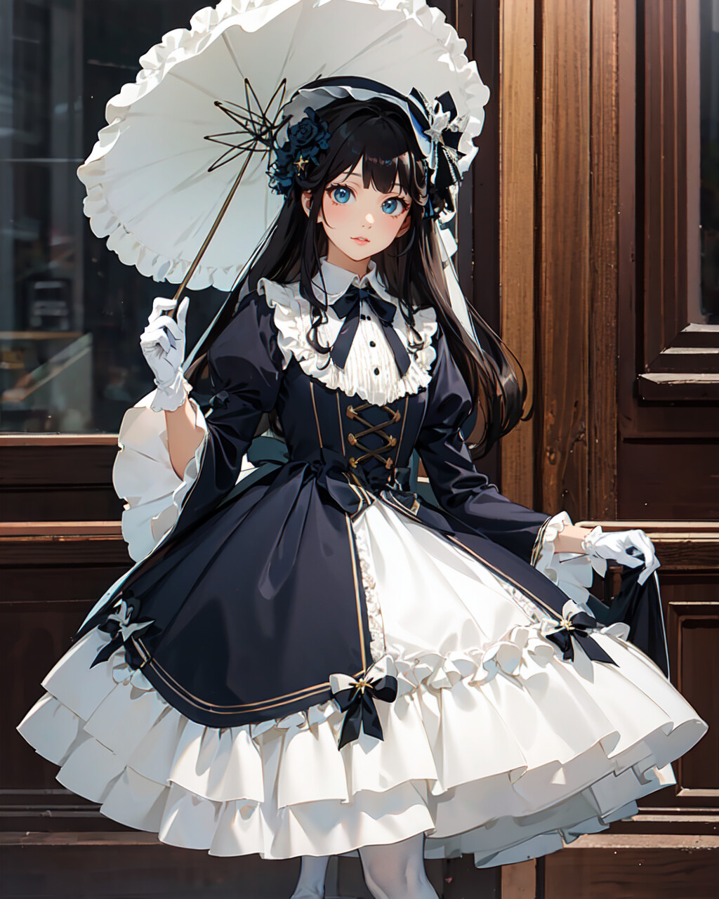 Victorian Anime Girl With Umbrella