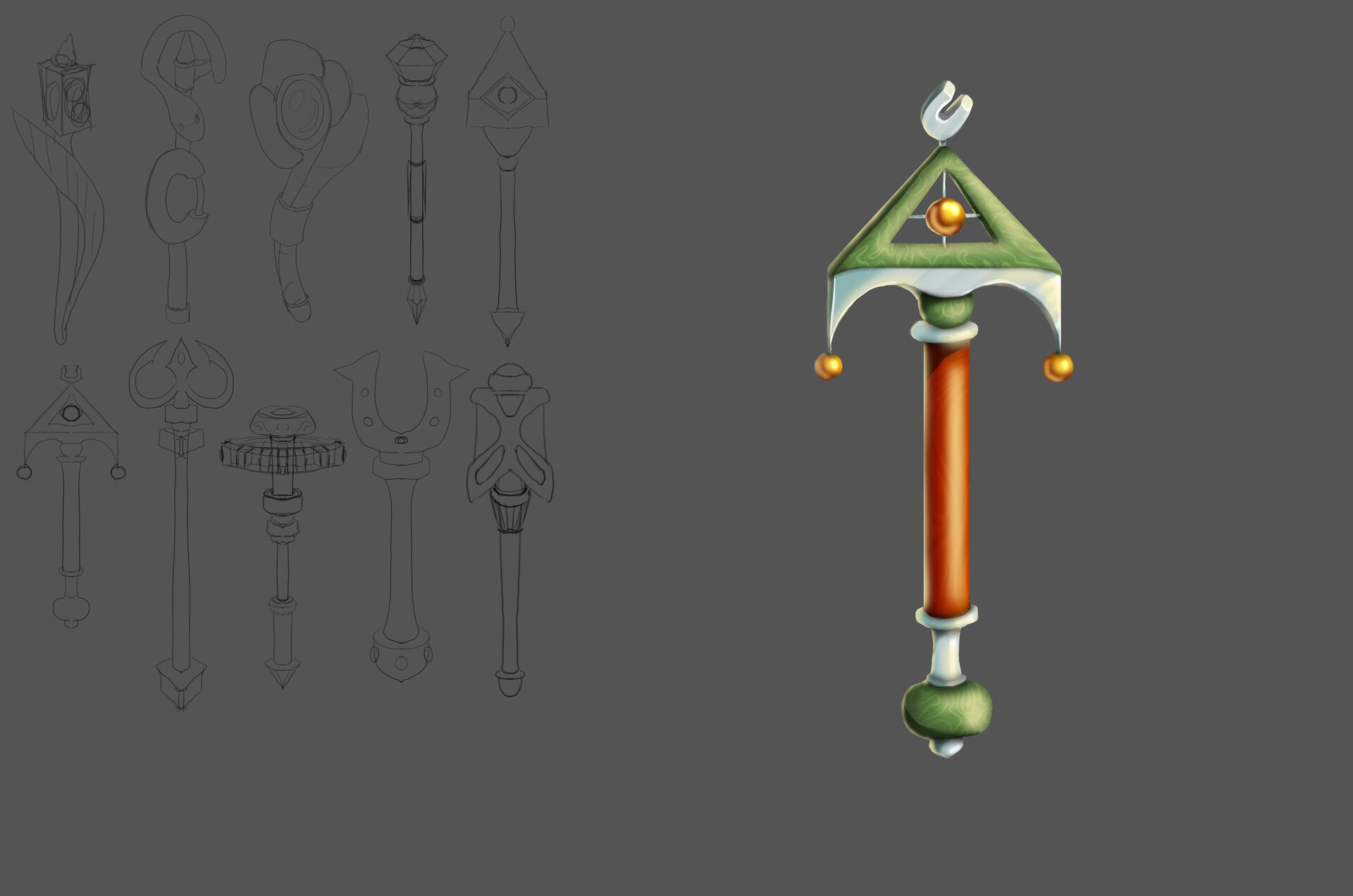 ArtStation - concept of a magic staff for a dwarf.
