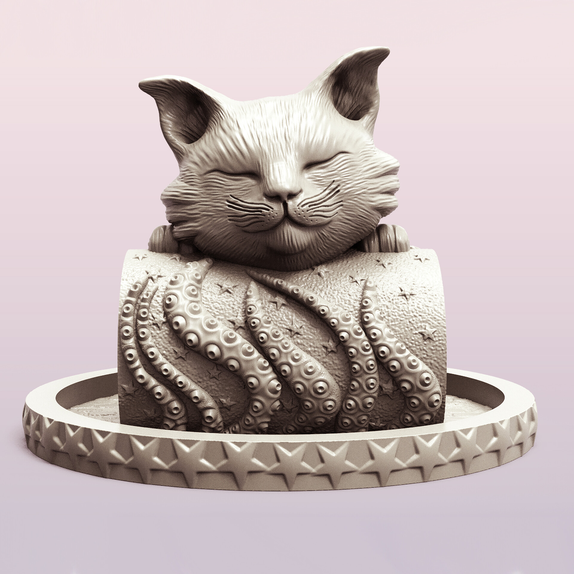 ArtStation - Relaxing Cat Planter - 3D Printable Ready STL File for 3D ...