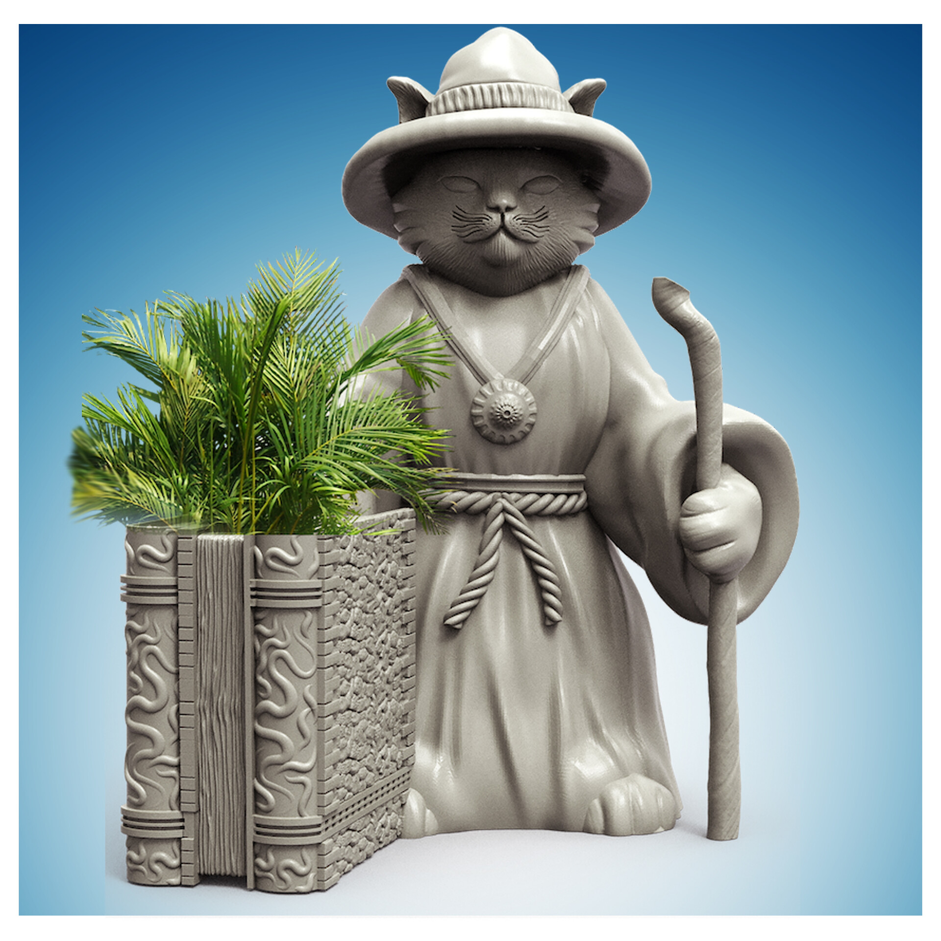 ArtStation - Wizard Cat Planter - 3D Printable Ready STL File for 3D ...