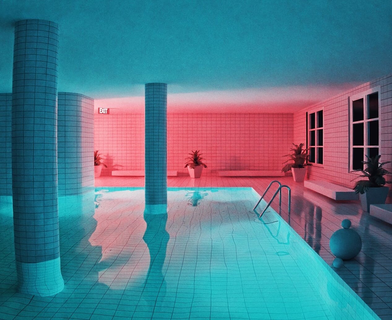 ArtStation - pink exit sign