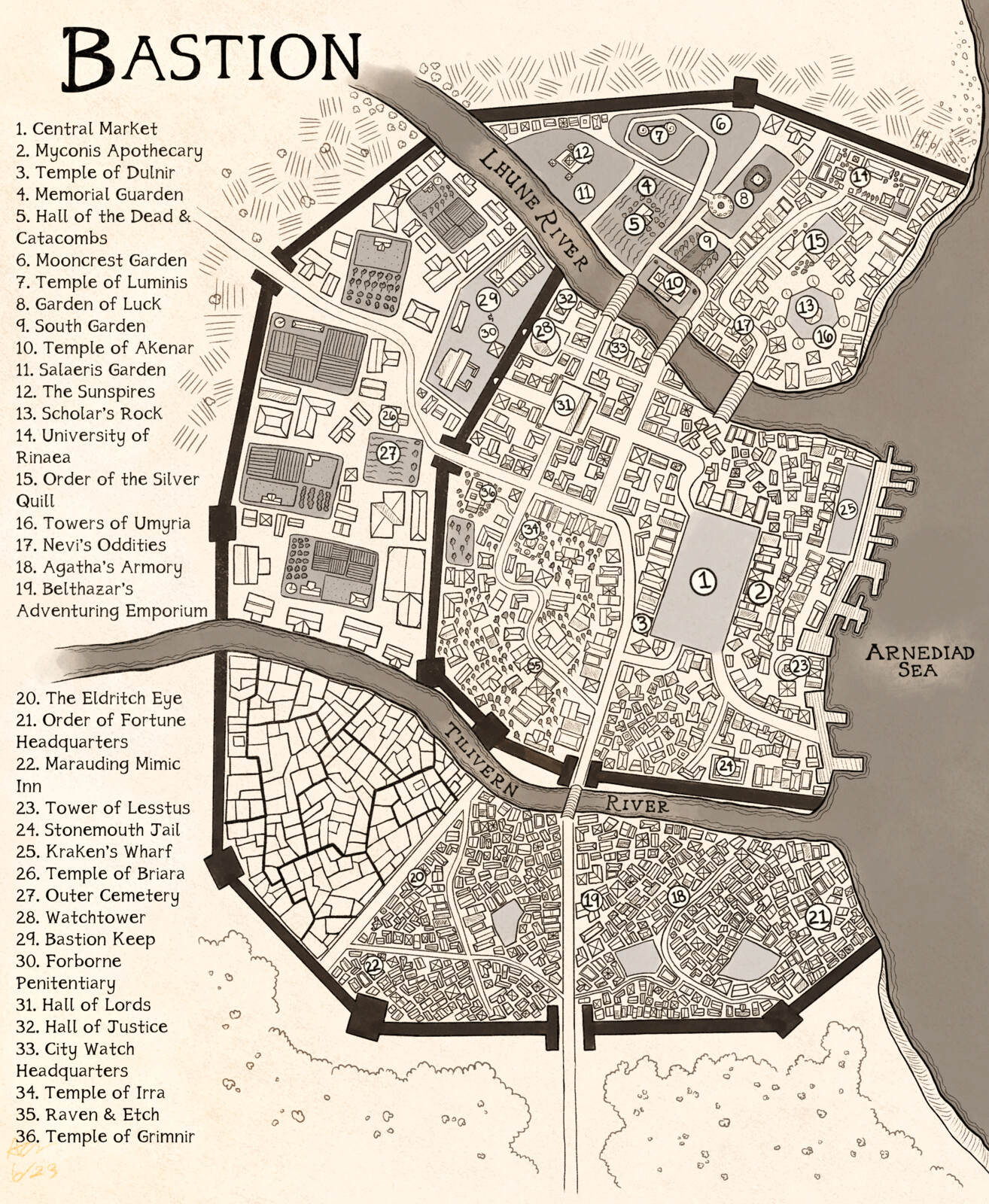 Ari Mehrberg - Bastion (D&D City Map)