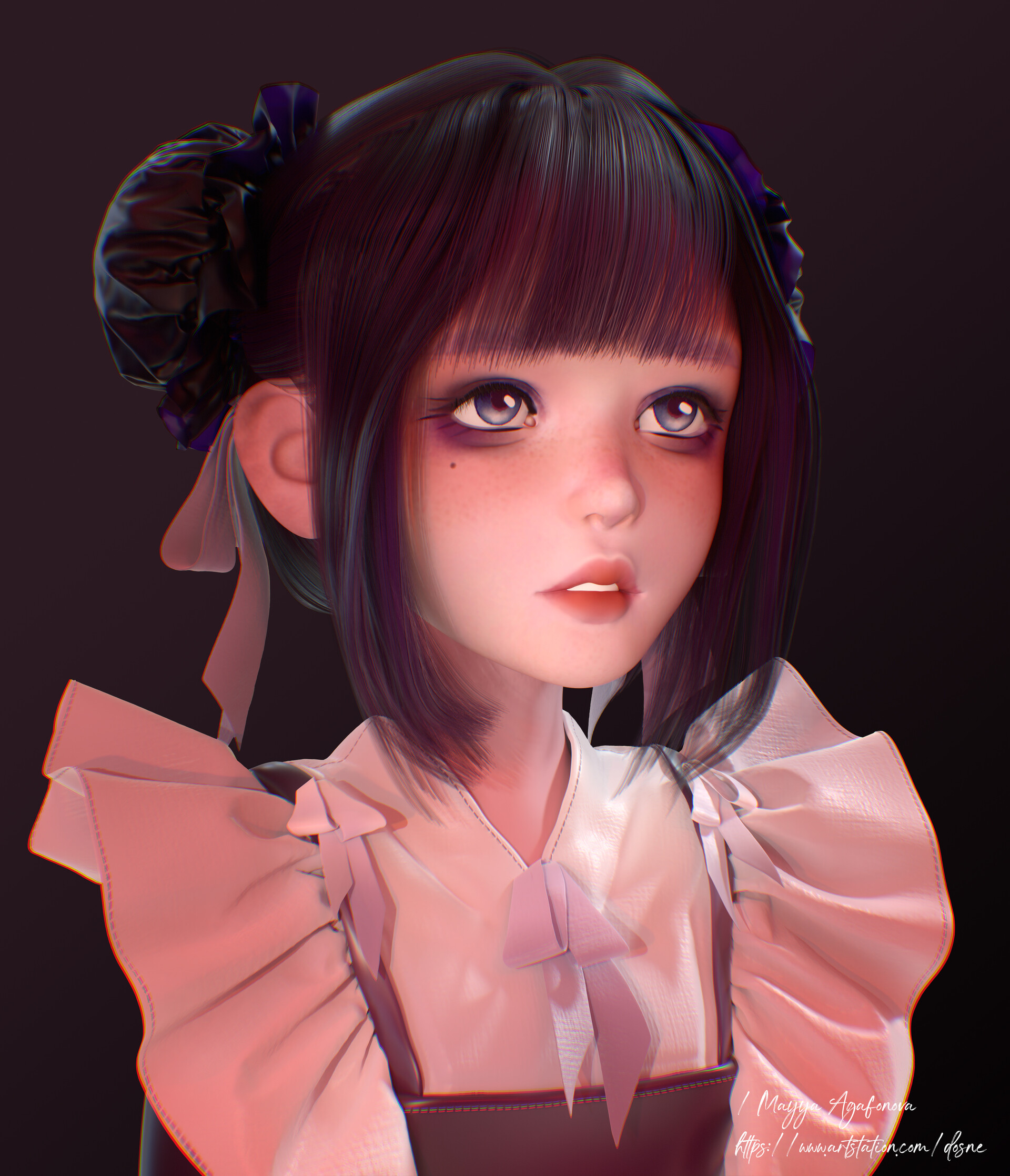 Dosne Mayya Agafonova Cute School Girl In 3d