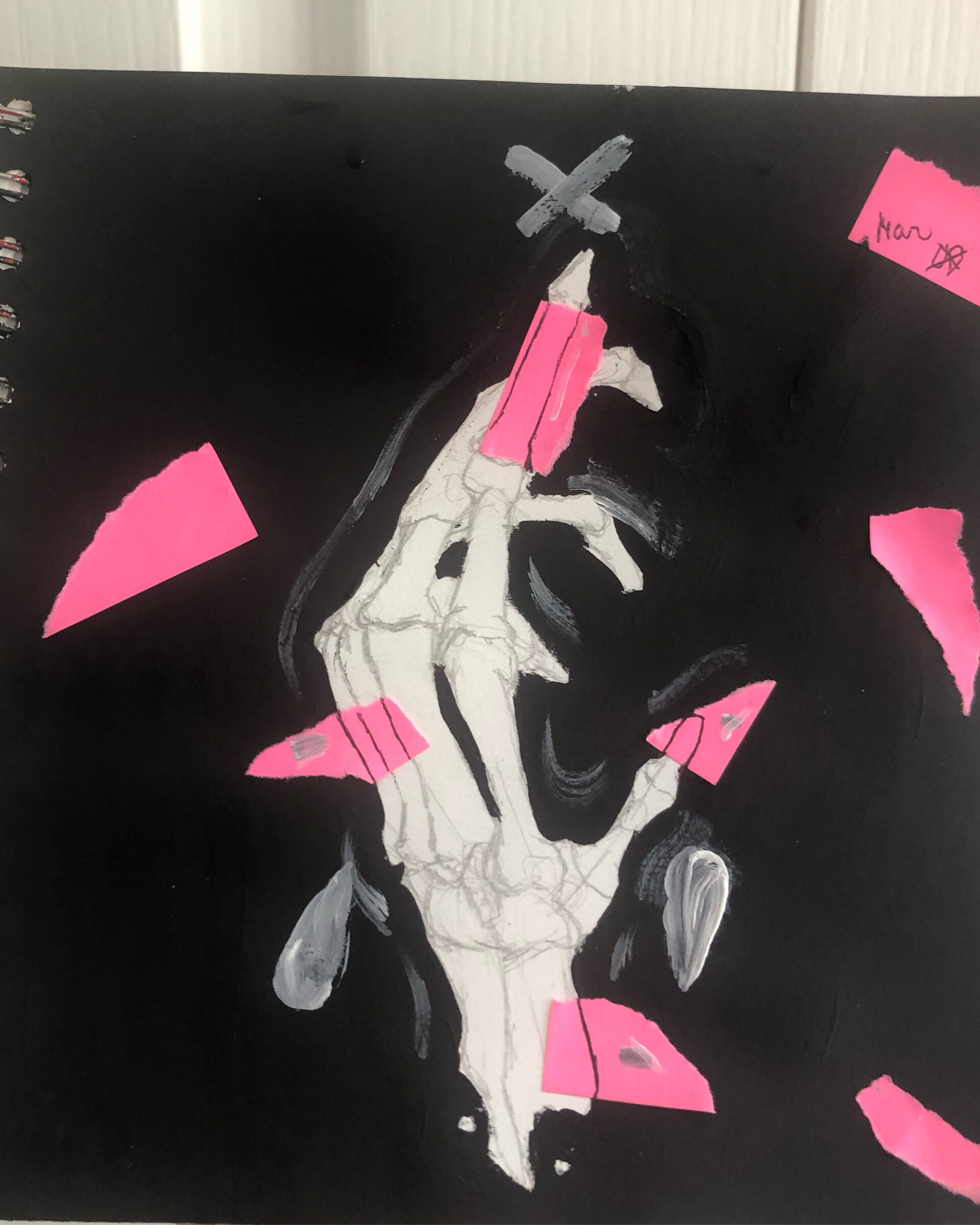 ArtStation - Skeleton hand painting acrylic paint