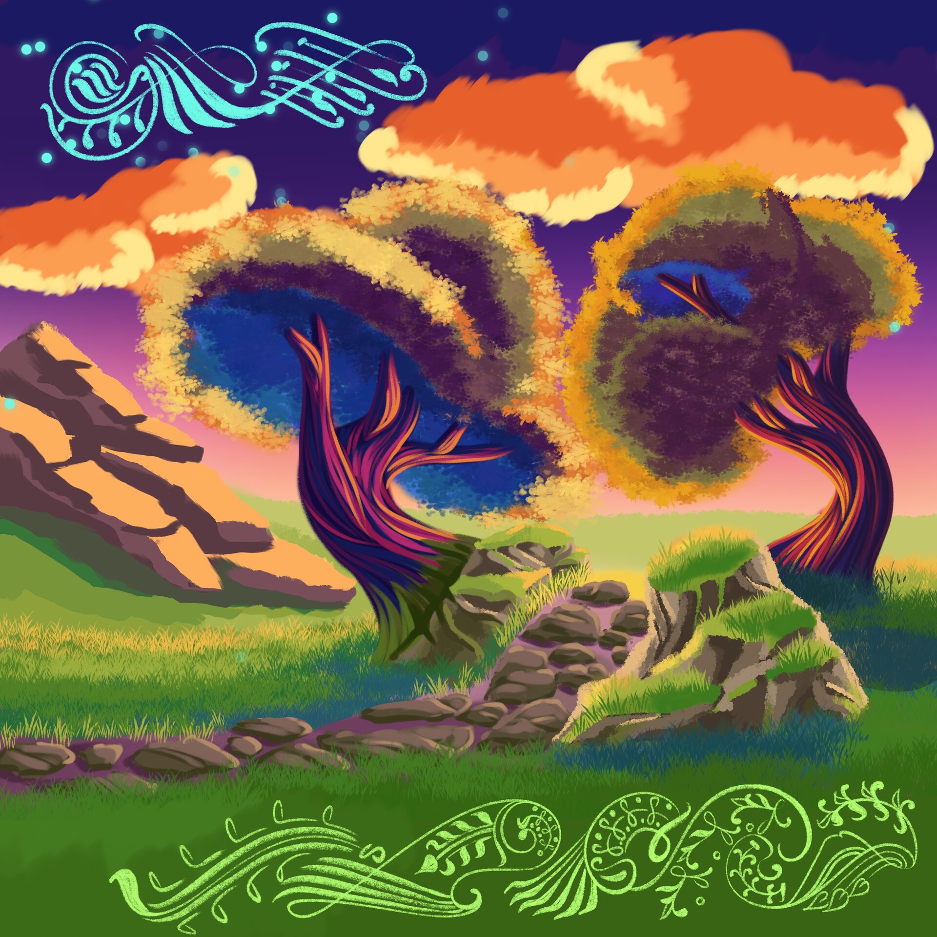 ArtStation - Landscape two trees