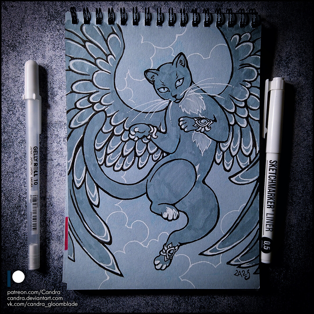 Candra Gloomblade - Sketchbook - Candy the Cat as Tressym