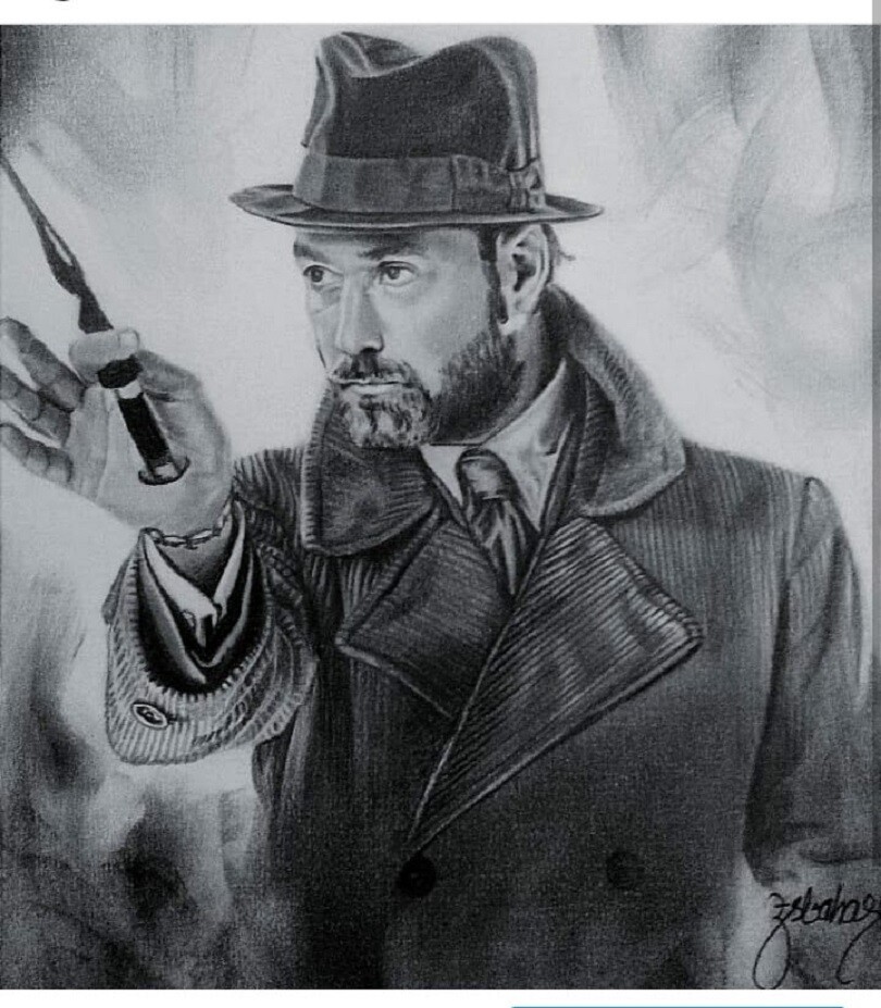 ArtStation - Dumbledore Jude Law graphite drawing Harry Potter