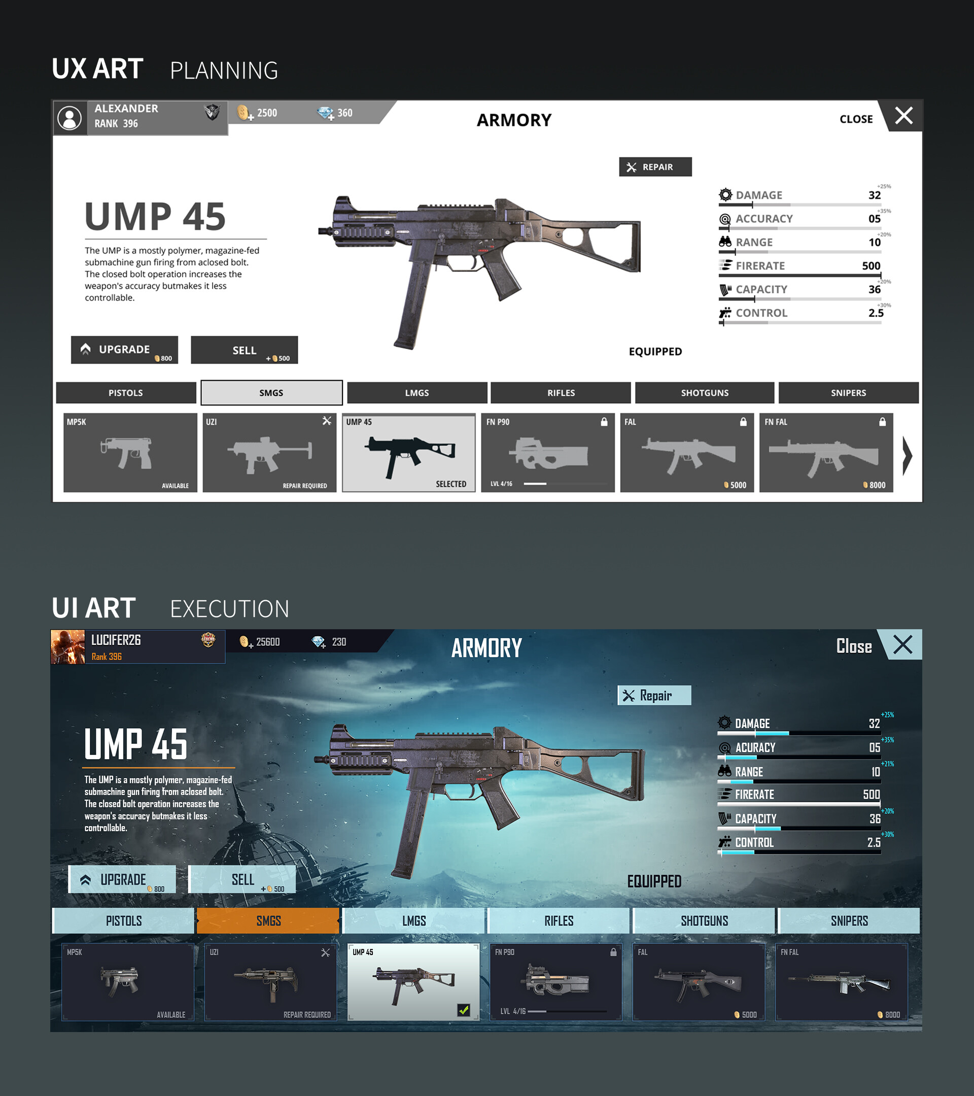 ArtStation - Weapon Selection concept