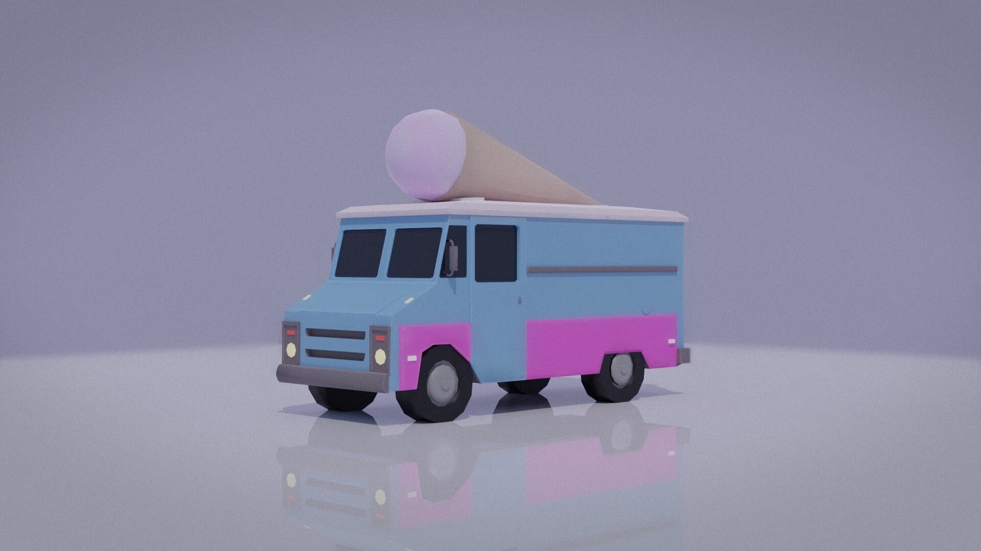 ArtStation - Ice Cream Van || Low Poly Art