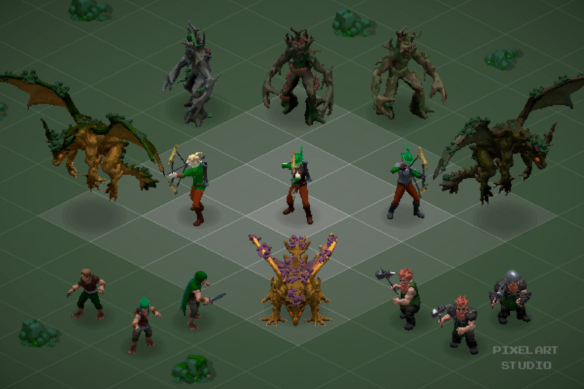 ArtStation - 2d pixel art - isometric animated monsters