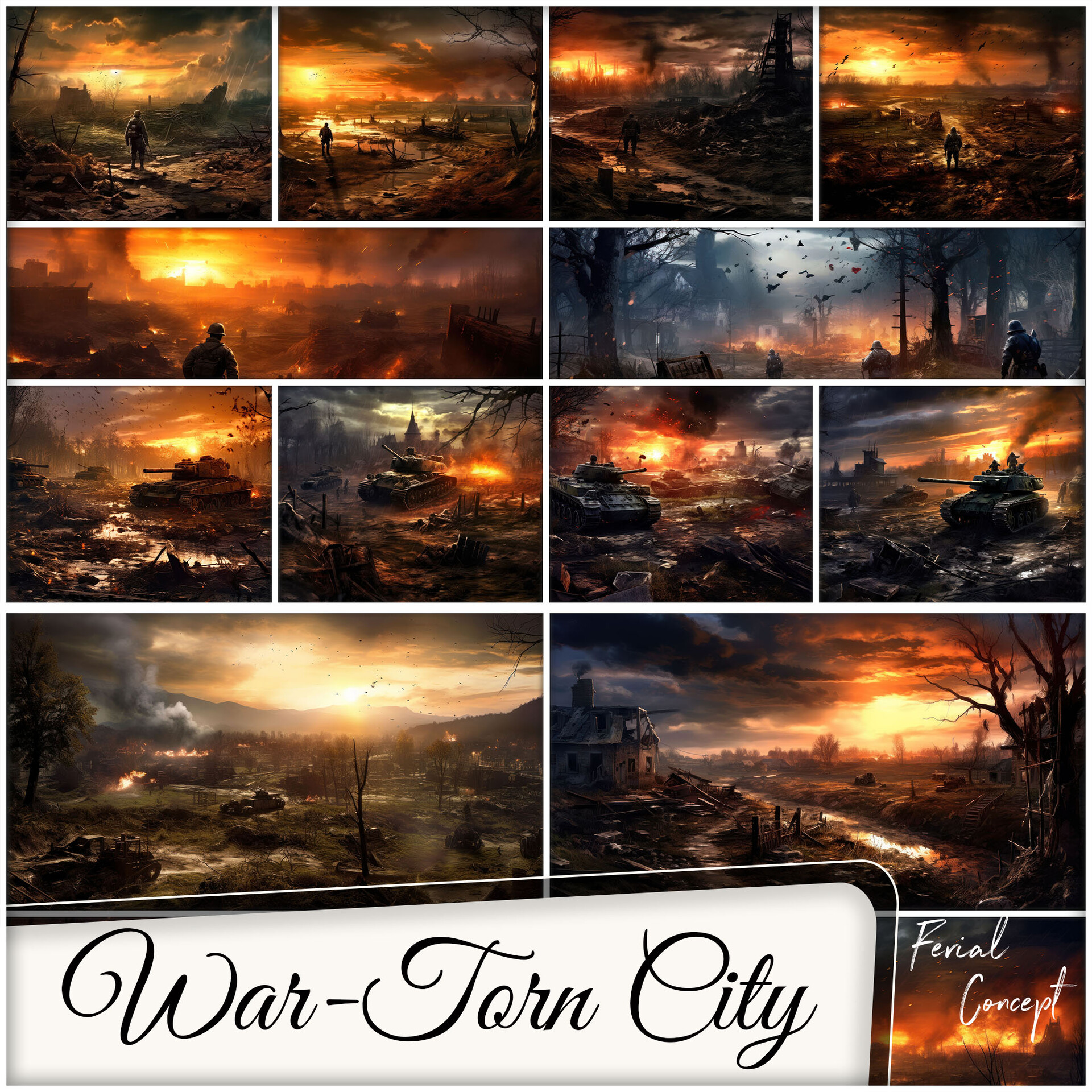 Ferial Concept - 🔹200 War-Torn City Reference Image Pack v.2