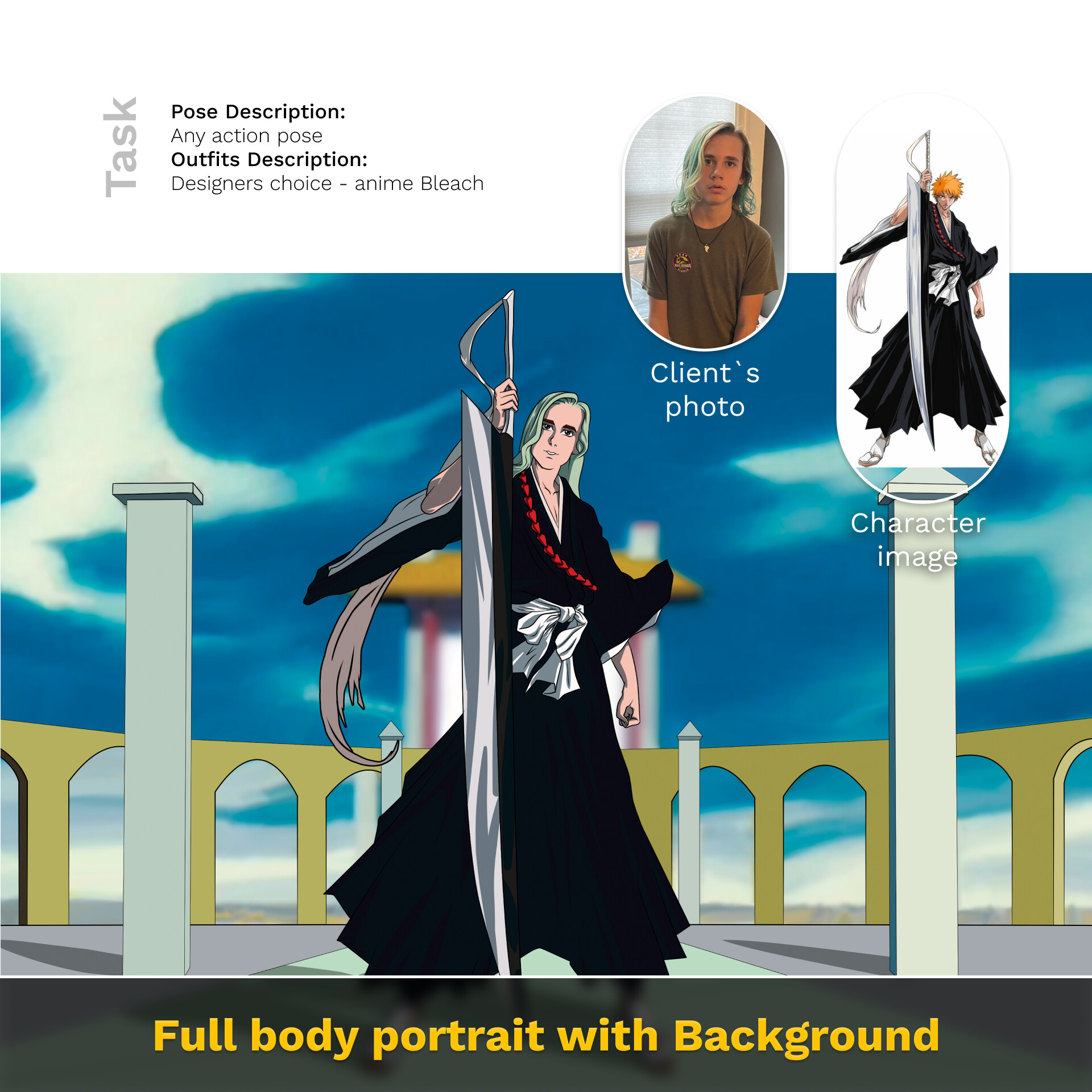 ArtStation - Anime art from photo. Full body + background